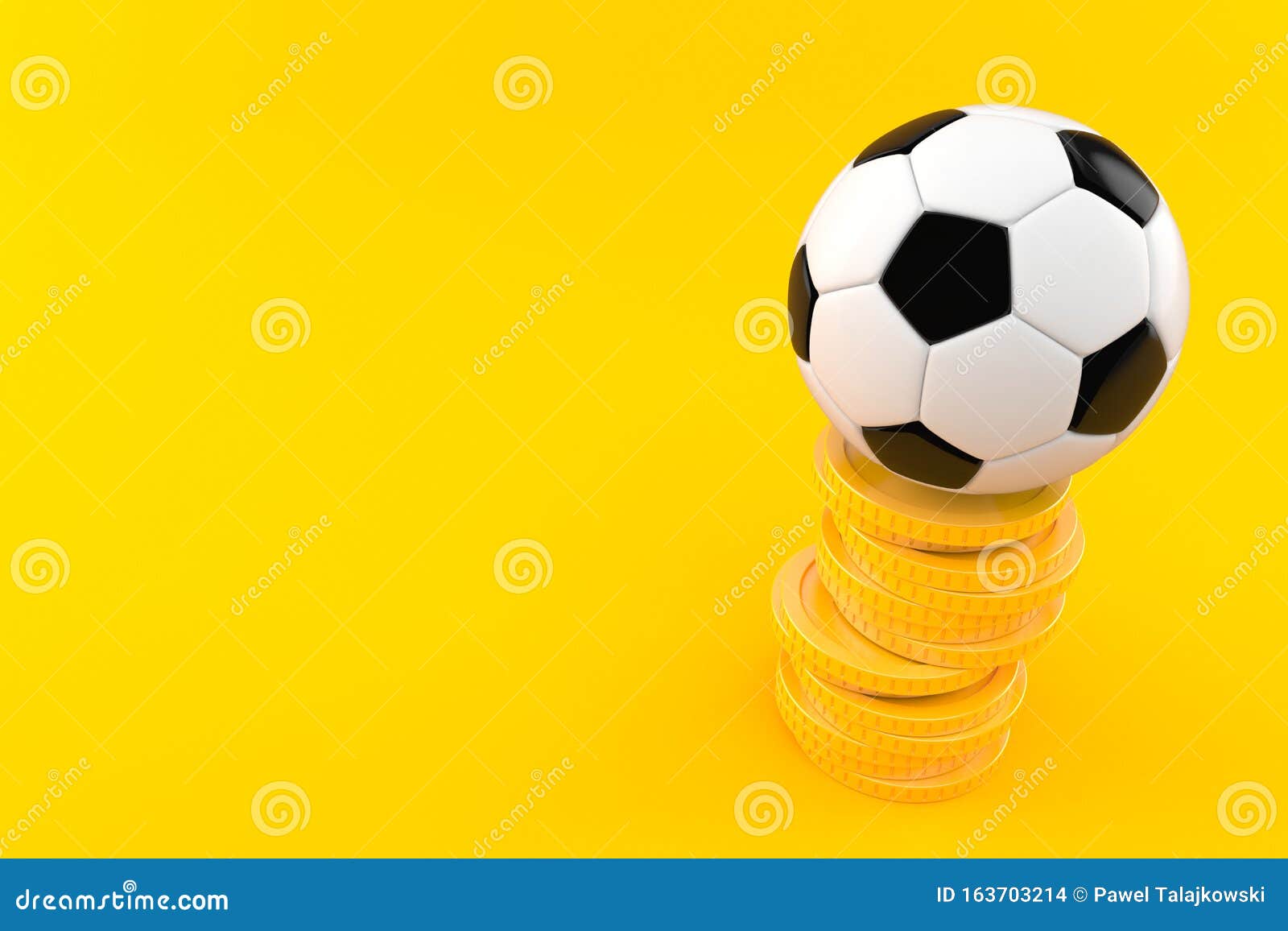 Soccer Ball with Stack of Coins Stock Illustration - Illustration of ...