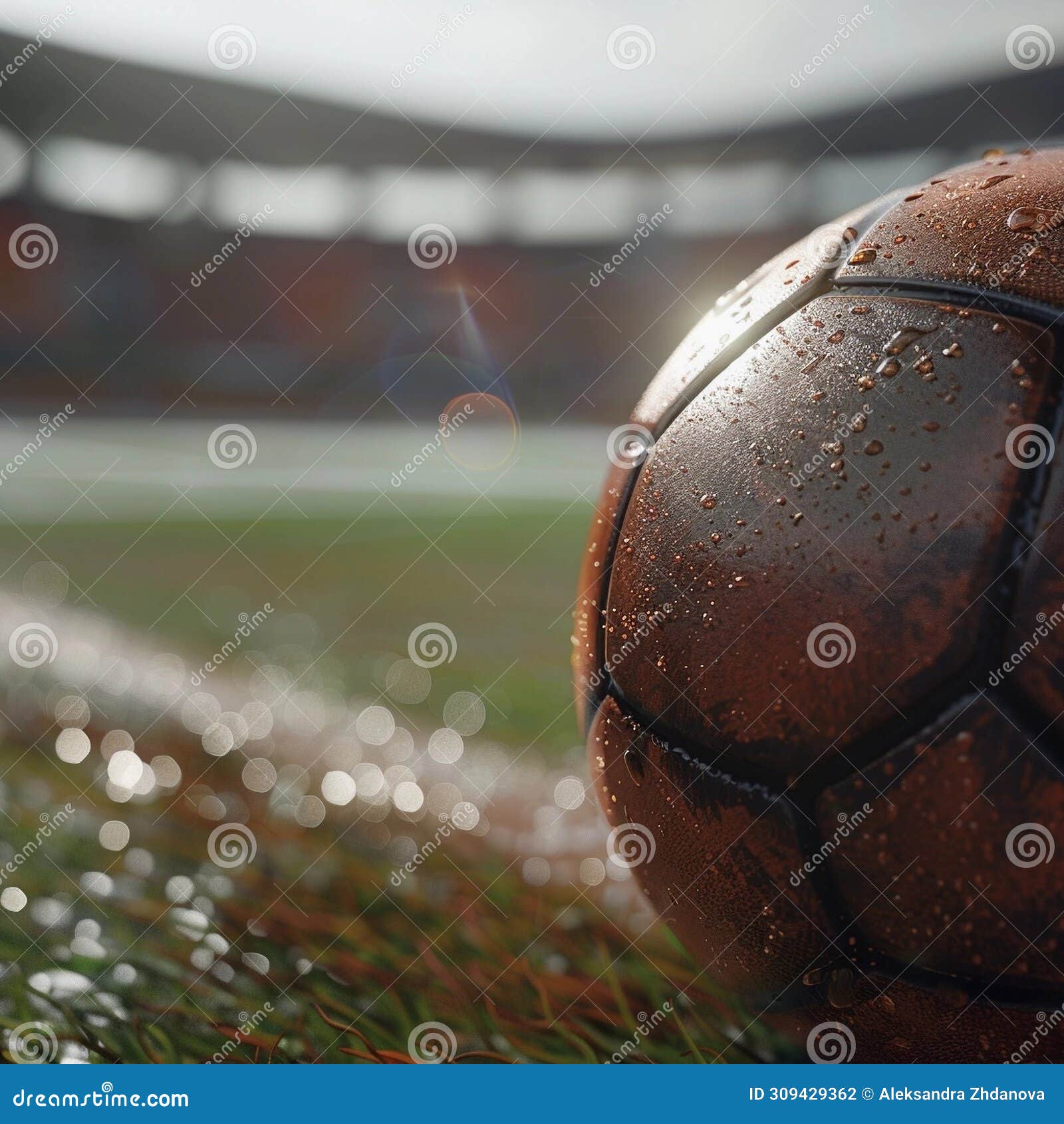 Soccer Ball, Stadium in the Background Stock Illustration ...