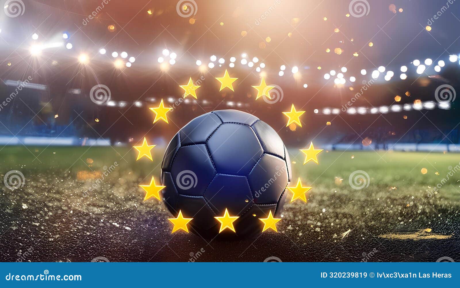 A Soccer Ball with Stars Surrounding it on a Field Stock Illustration ...