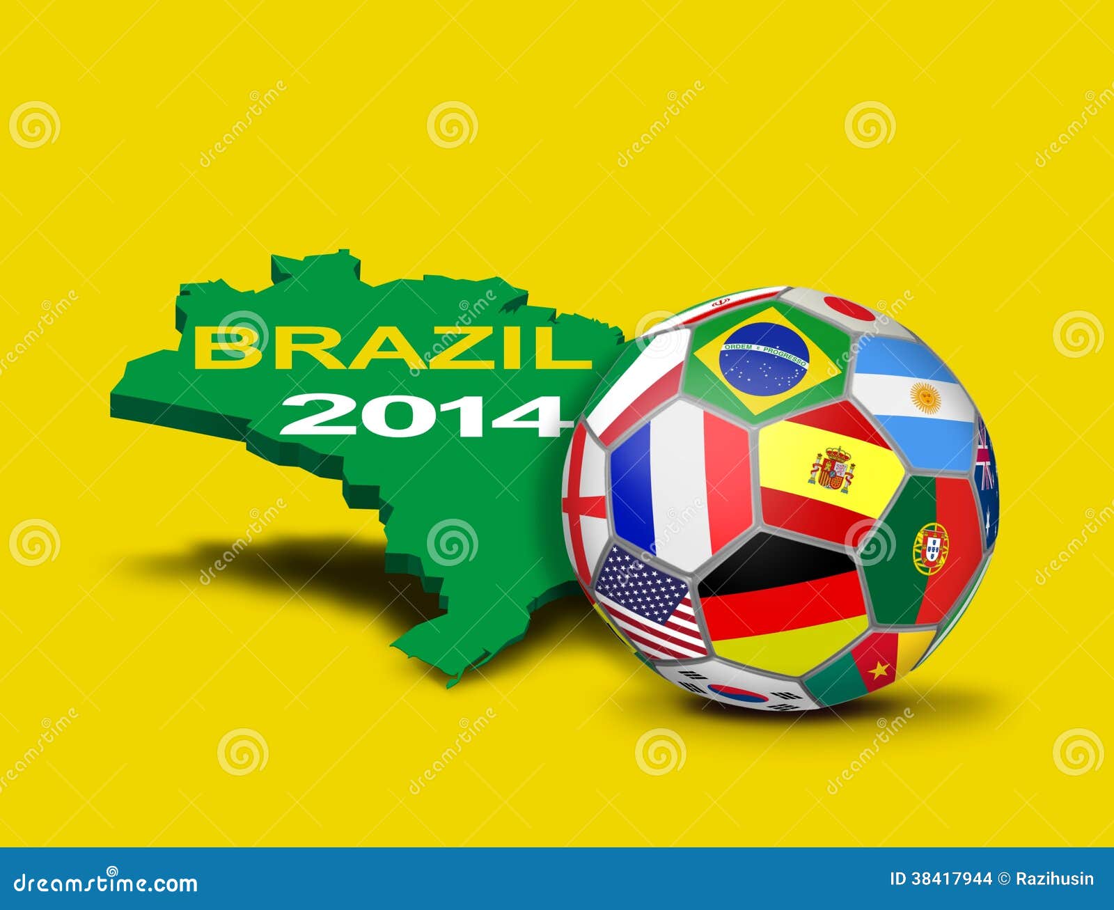 Soccer Ball with Team Flags and Brazilian Map Editorial Stock Image ...