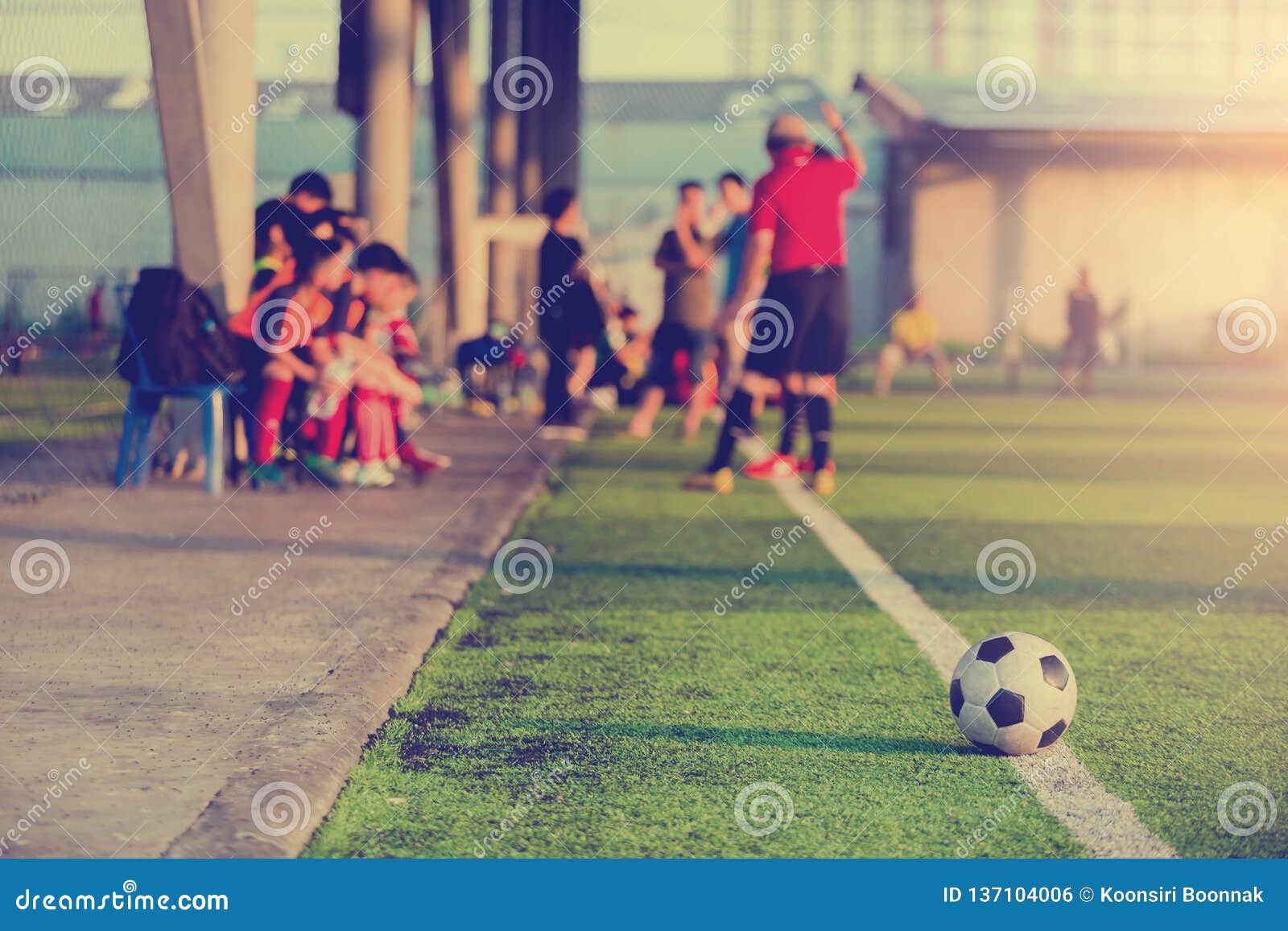 Soccer Ball at Touchlines on Artificial Turf Stock Photo - Image of ...