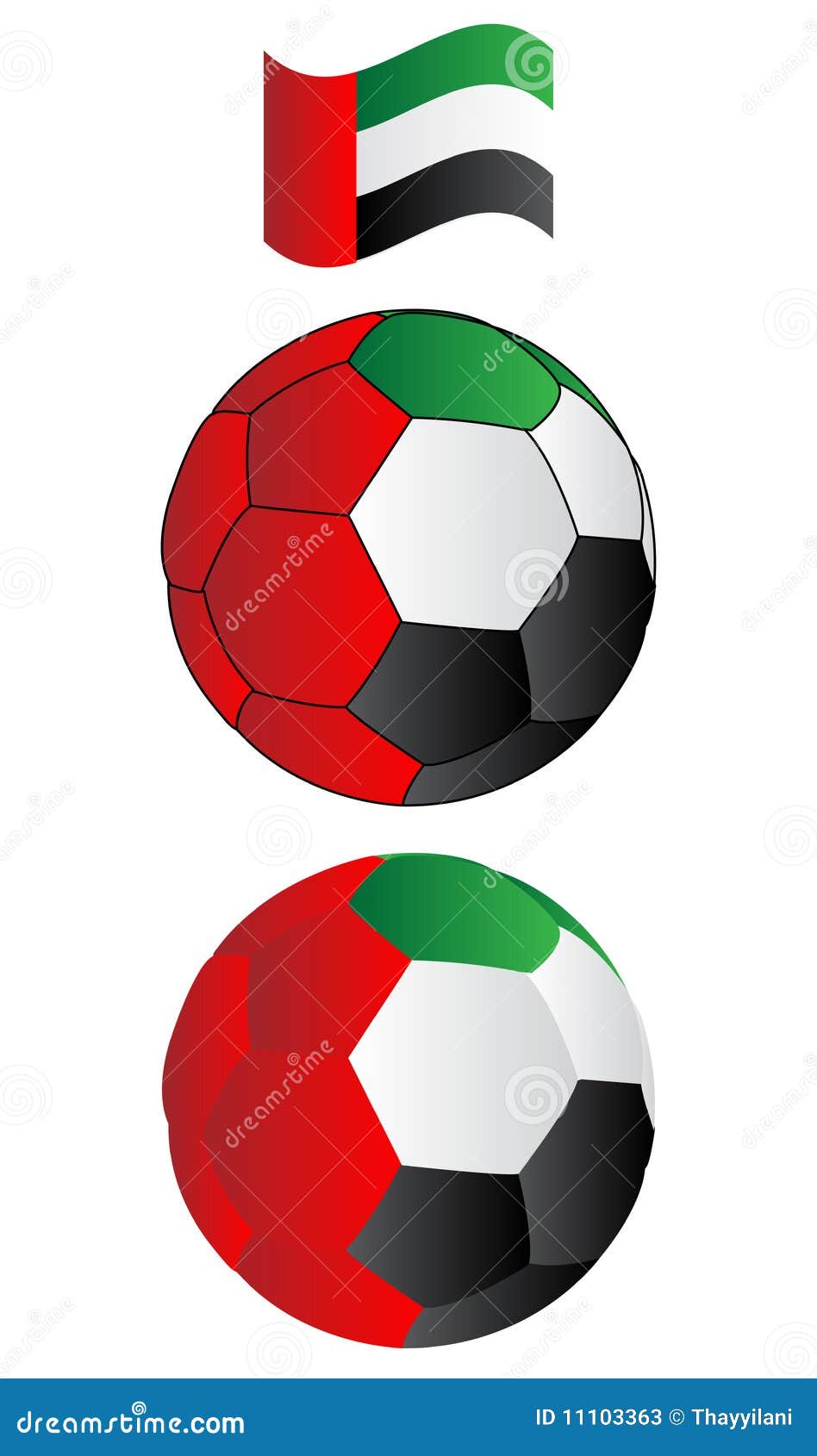 Soccer Ball of UAE with Flying Flag Stock Vector - Illustration of ...