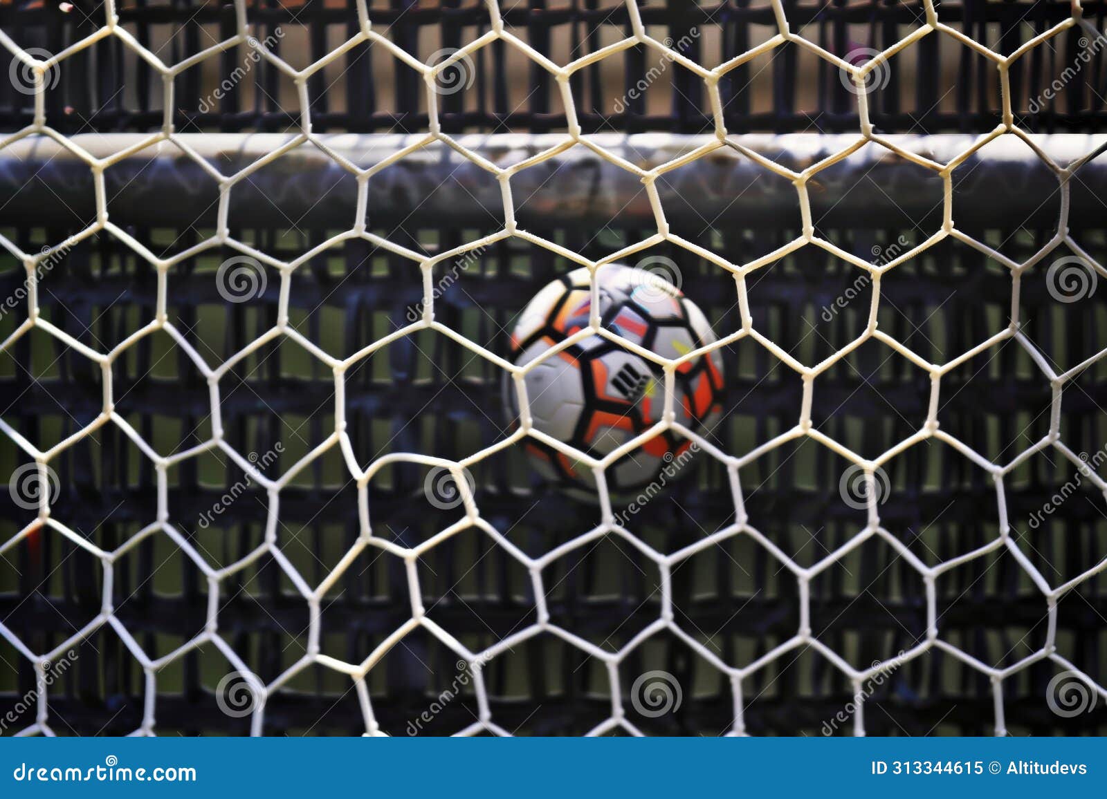 Soccer Ball Visible through Hexagonal Net Pattern Stock Image - Image ...