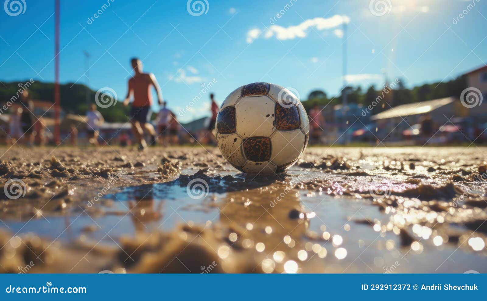 Soccer Ball on the Wet Sand Stock Illustration - Illustration of coast ...