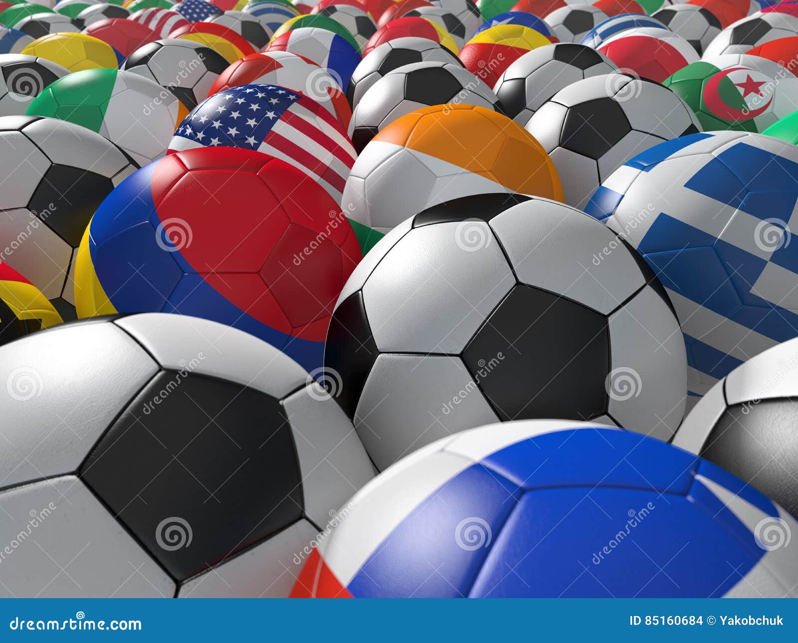 Soccer balls BG. stock photo. Image of group, football - 85160684