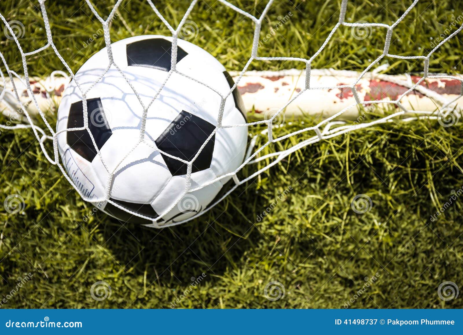 Soccer balls in the goal stock image. Image of artificial - 41498737