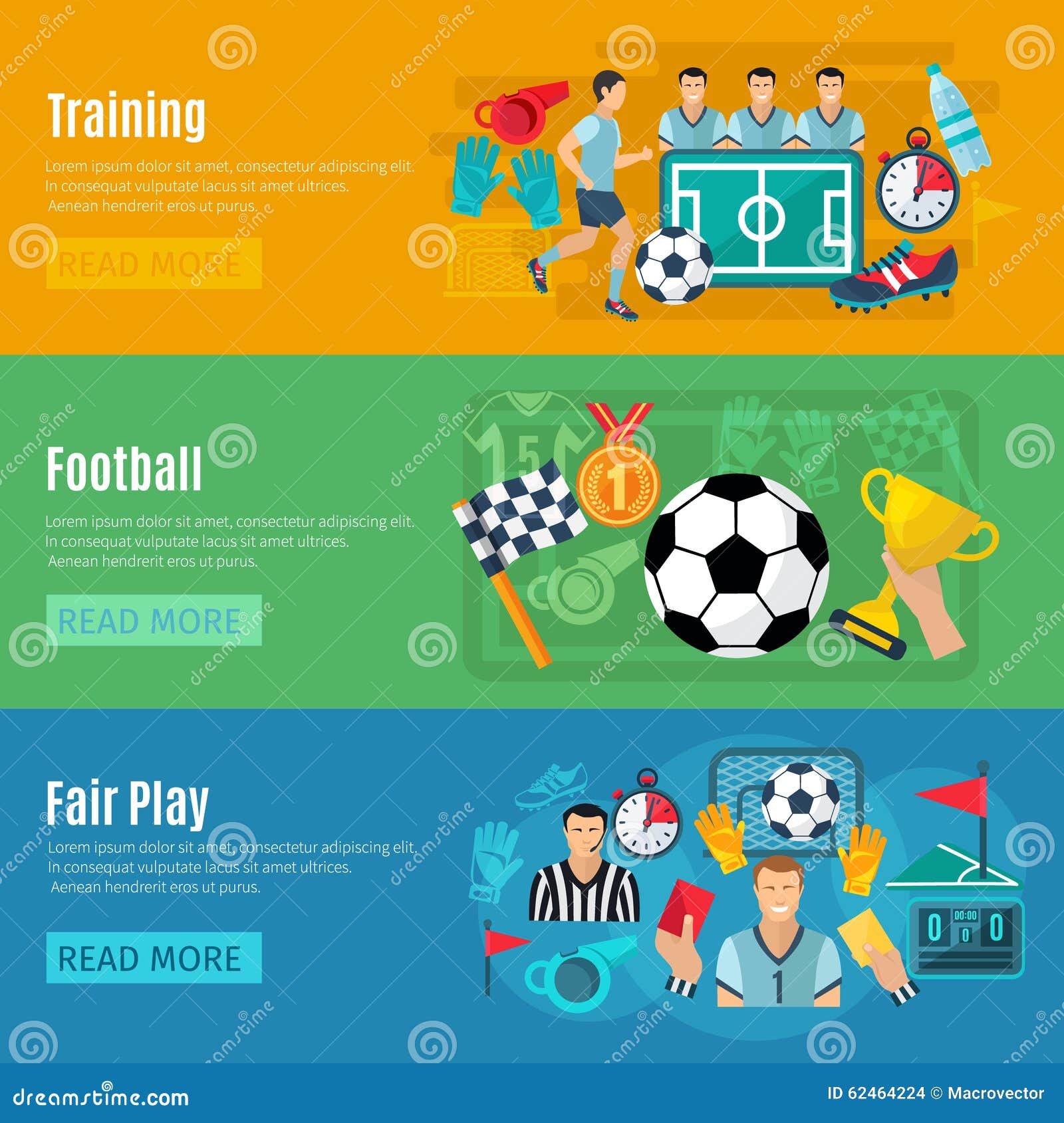 Soccer Banner Set stock vector. Illustration of business - 62464224