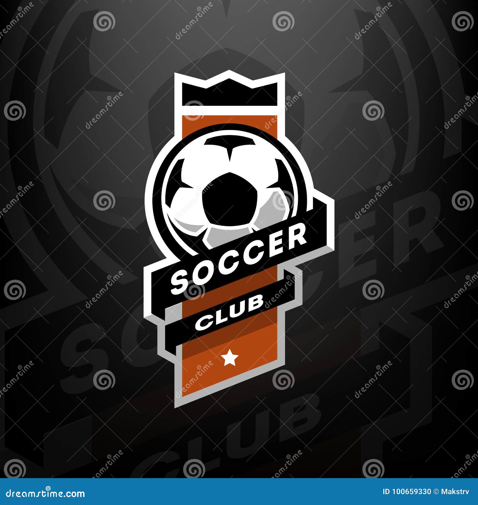 Soccer Club Logo, on a Dark Background. Stock Vector - Illustration of ...
