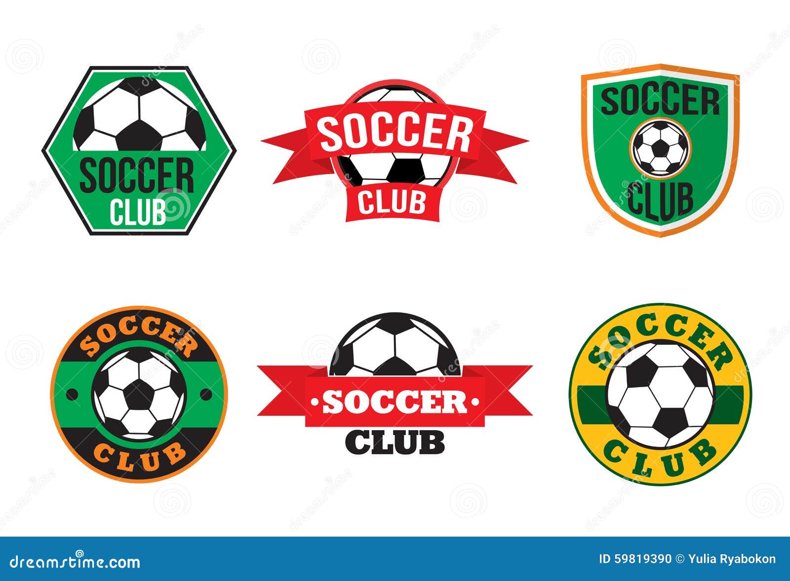 Soccer club logos set stock vector. Illustration of logo - 59819390