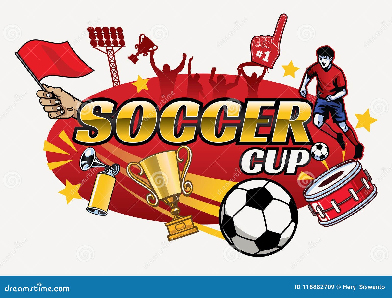 Soccer Cup Design with Separated Objects Stock Vector - Illustration of ...