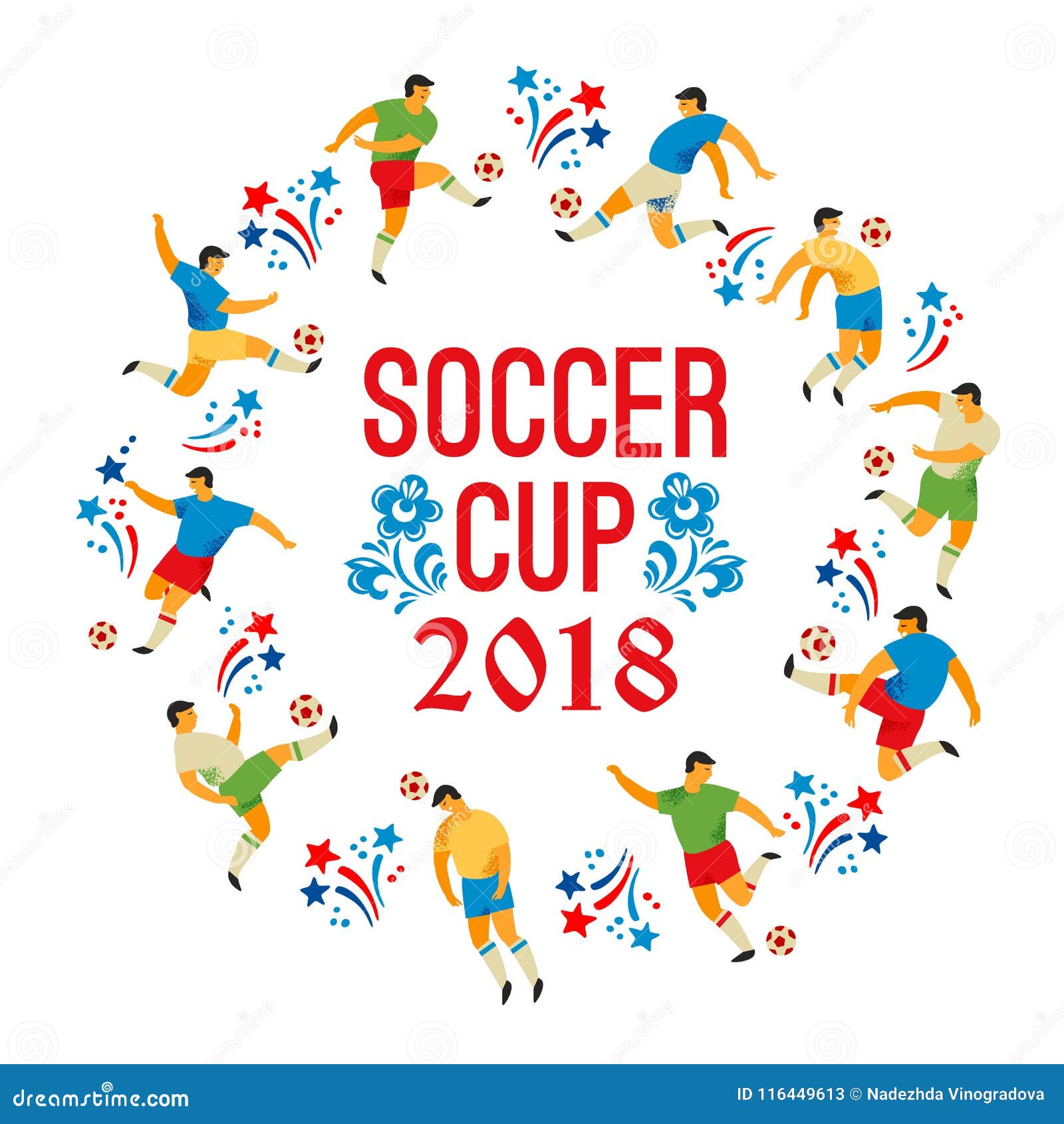 Soccer Cup. Flat Vector Illustration with Soccer Players Stock Vector ...