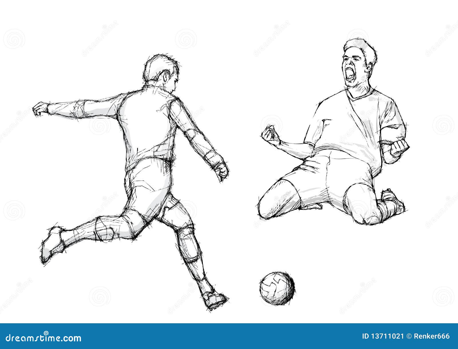 Soccer duo stock illustration. Illustration of team, brushed - 13711021