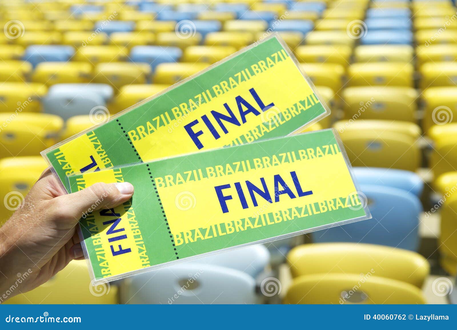 Soccer Fan Holding Final Brazil Tickets at the Stadium Stock Photo ...