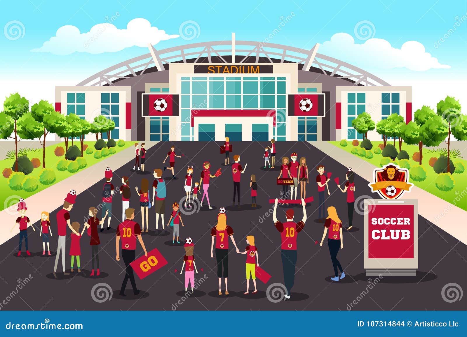 Soccer Fans Going To Stadium Illustration Stock Vector - Illustration ...