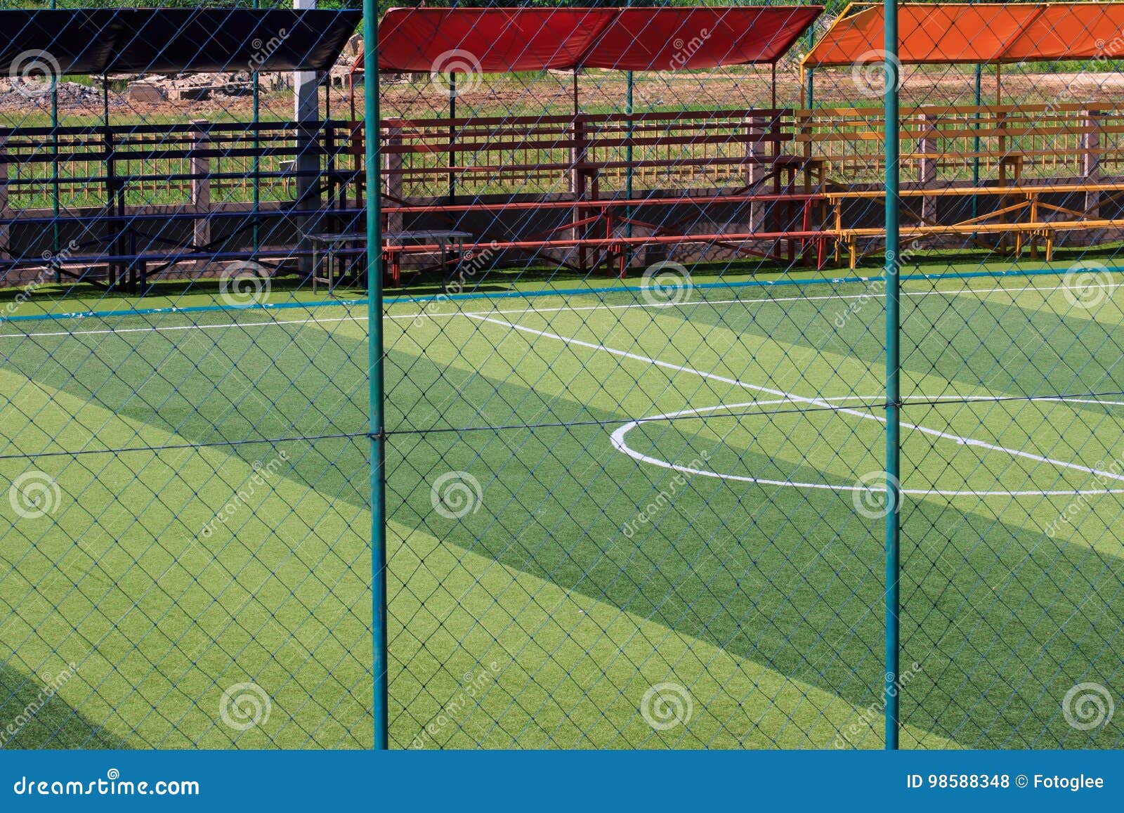 Soccer Field with Artificial Turf in a Stadium Stock Photo - Image of ...