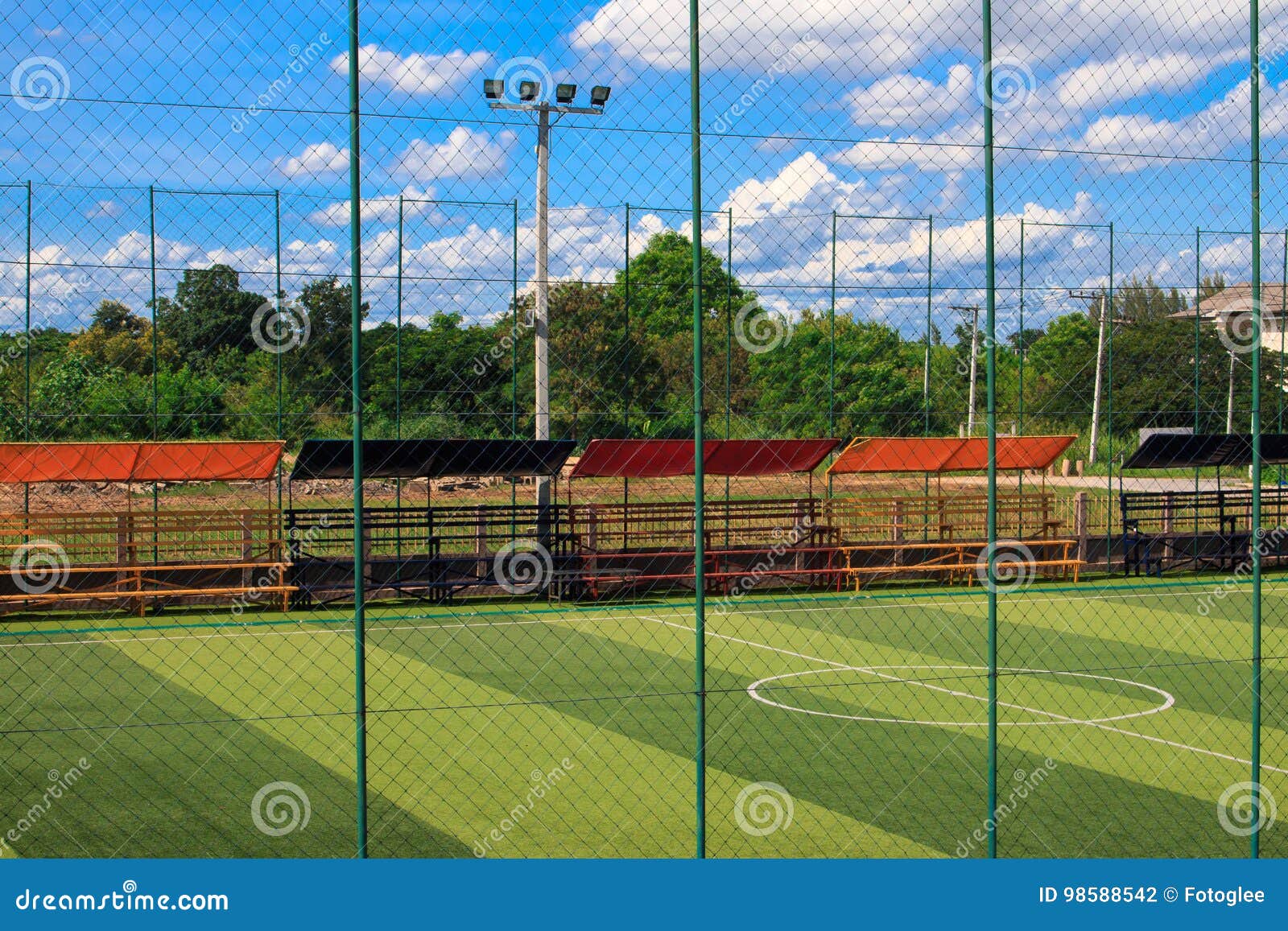 Soccer Field with Artificial Turf in a Stadium Stock Photo - Image of ...