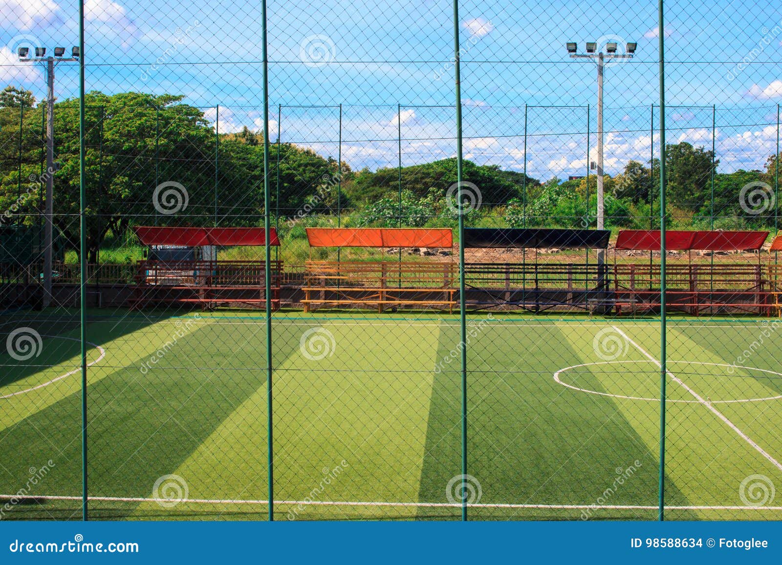 Soccer Field with Artificial Turf in a Stadium Stock Photo - Image of ...