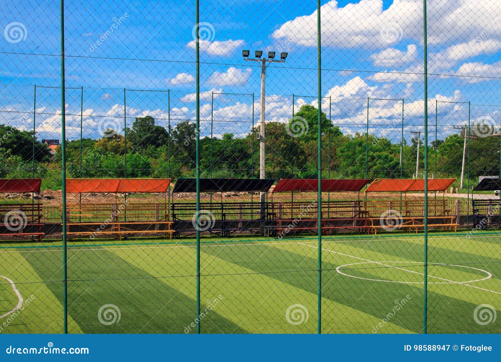 Soccer Field with Artificial Turf in a Stadium Stock Image - Image of ...