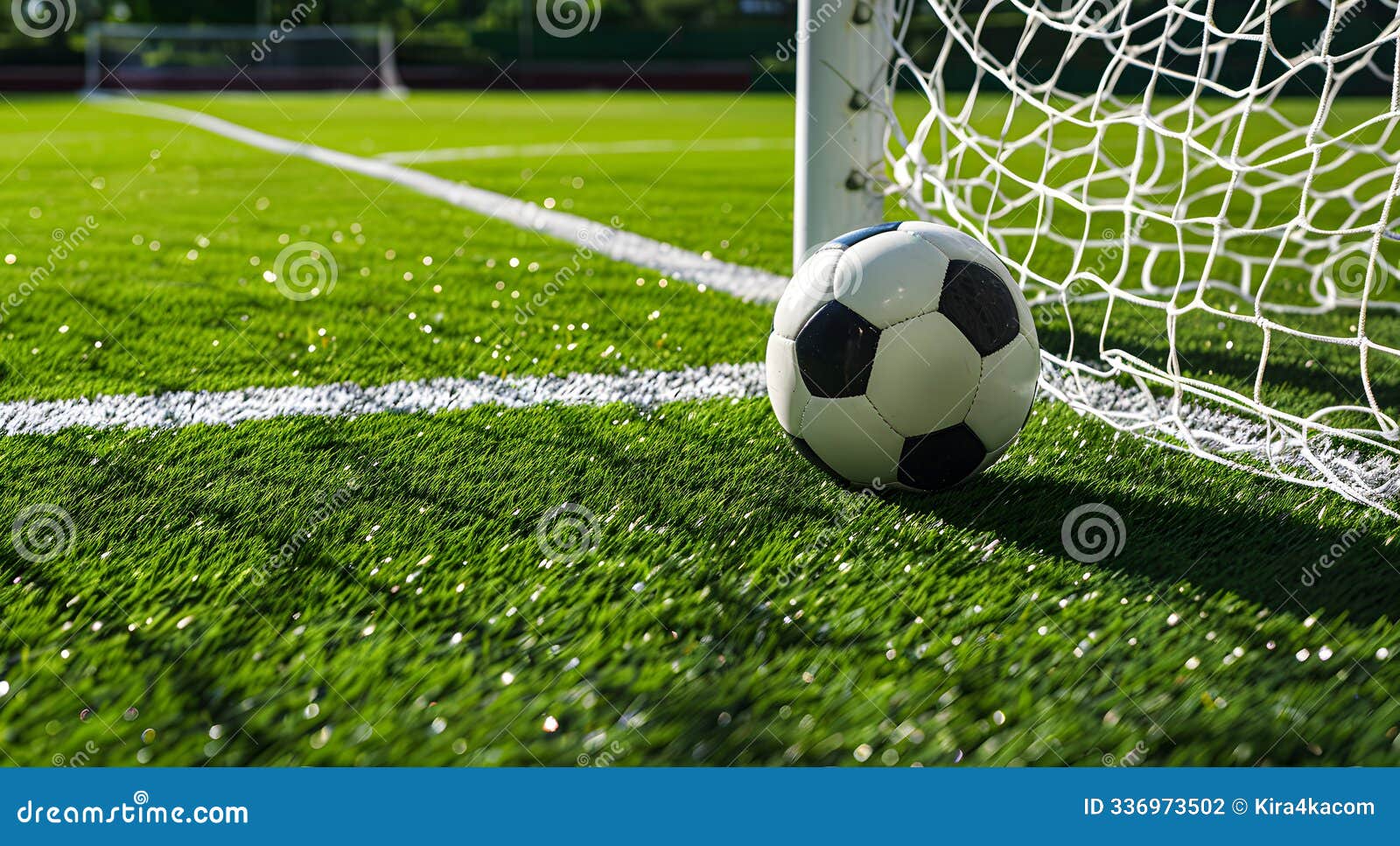 A Soccer Field with a Ball in a Net Stock Photo - Image of meadow, goal ...