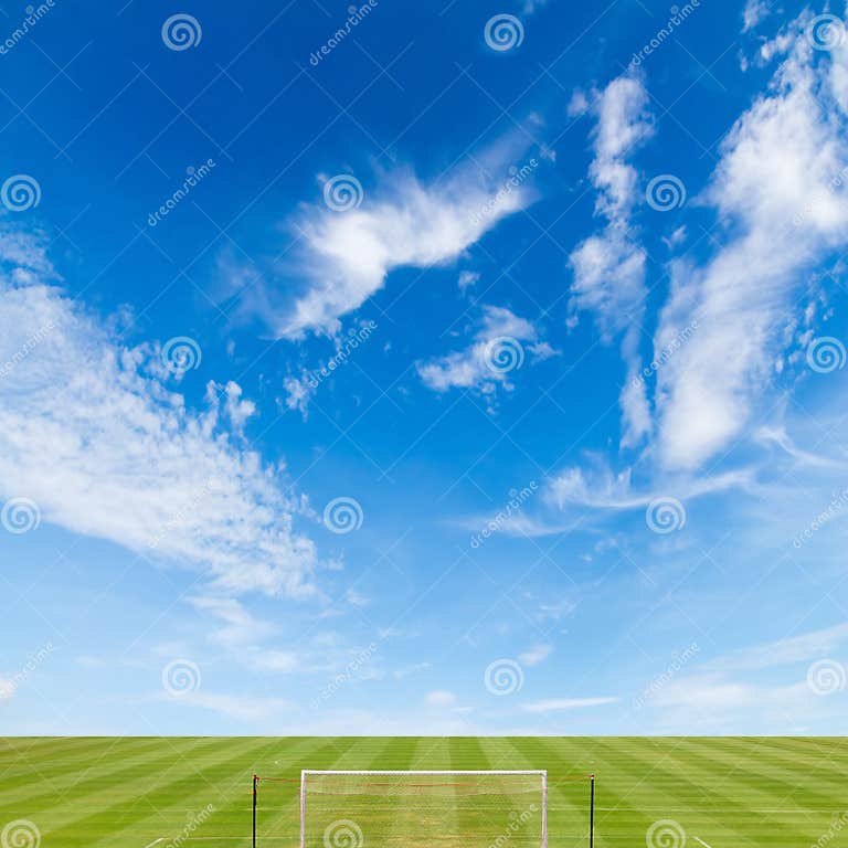 Soccer field with blue sky stock photo. Image of spring - 41201864