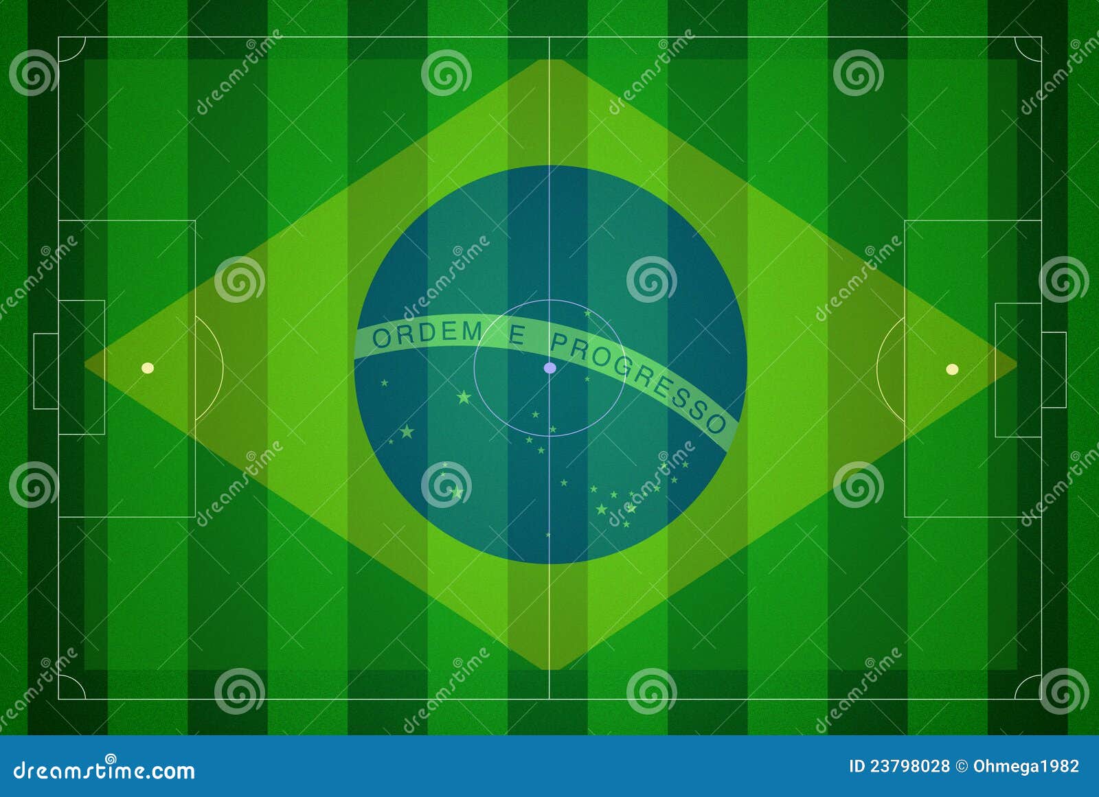 Soccer Field with Brazil Map World Cup 2014. Stock Illustration ...