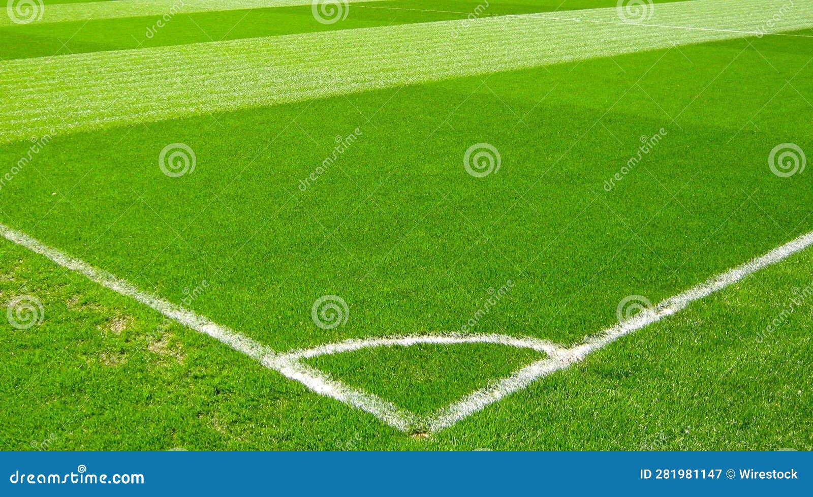 Soccer Field Corner Marks Painted on the Green Grass. Stock Image ...