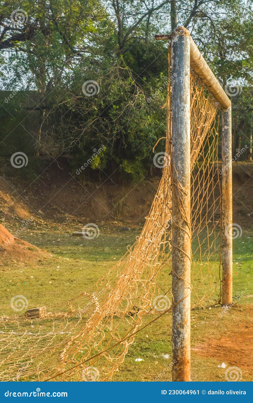 Soccer Field Crossbar, Soccer Net and Copy Space, Daylight Stock Image ...