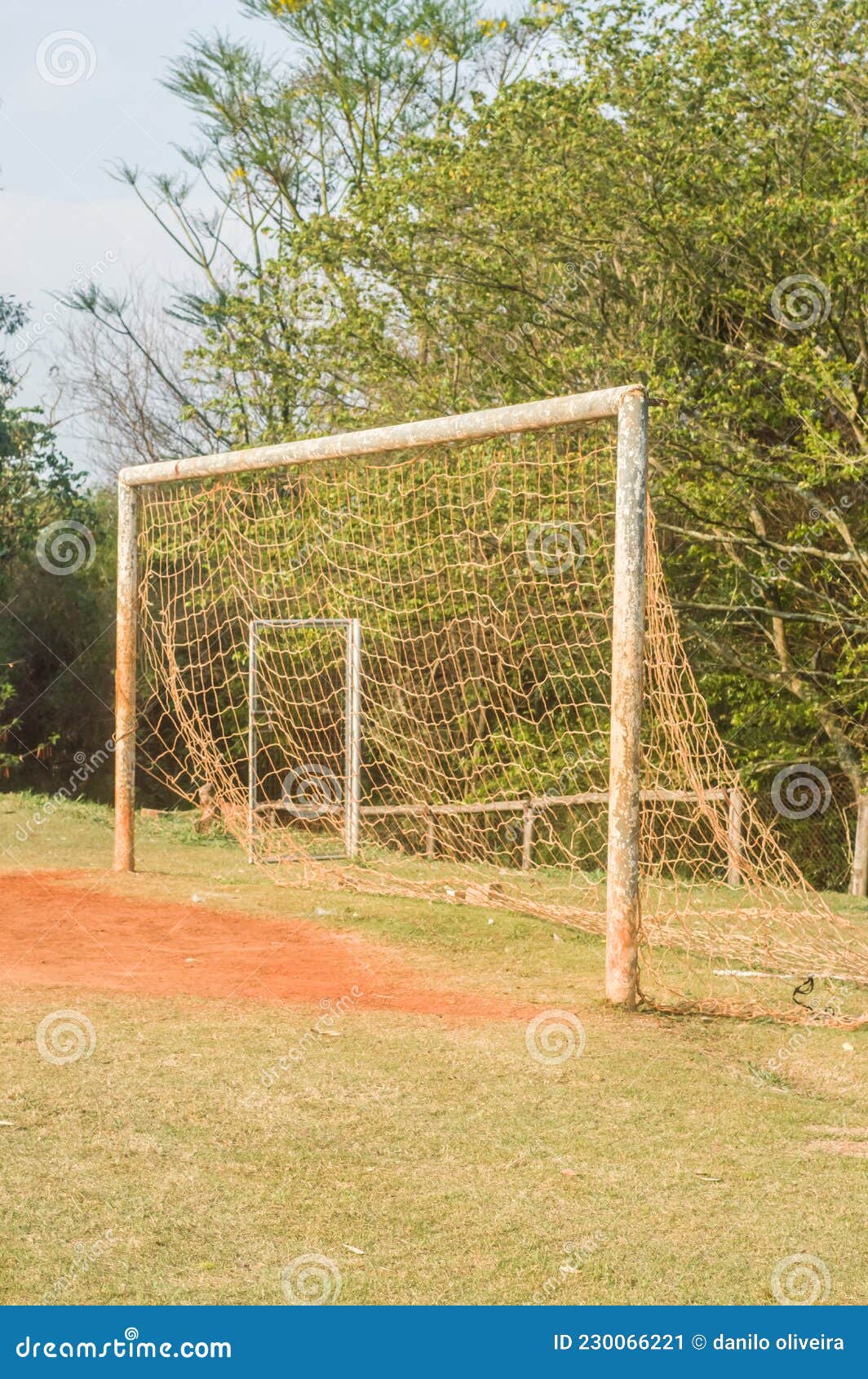 Soccer Field Crossbar, Soccer Net and Copy Space, Daylight Stock Image ...