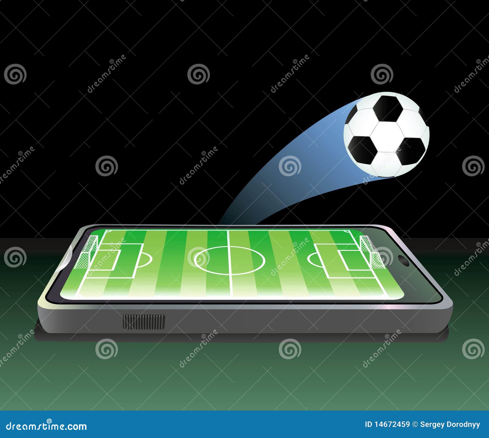 Soccer Field in Mobile Phone. Stock Vector - Illustration of ...