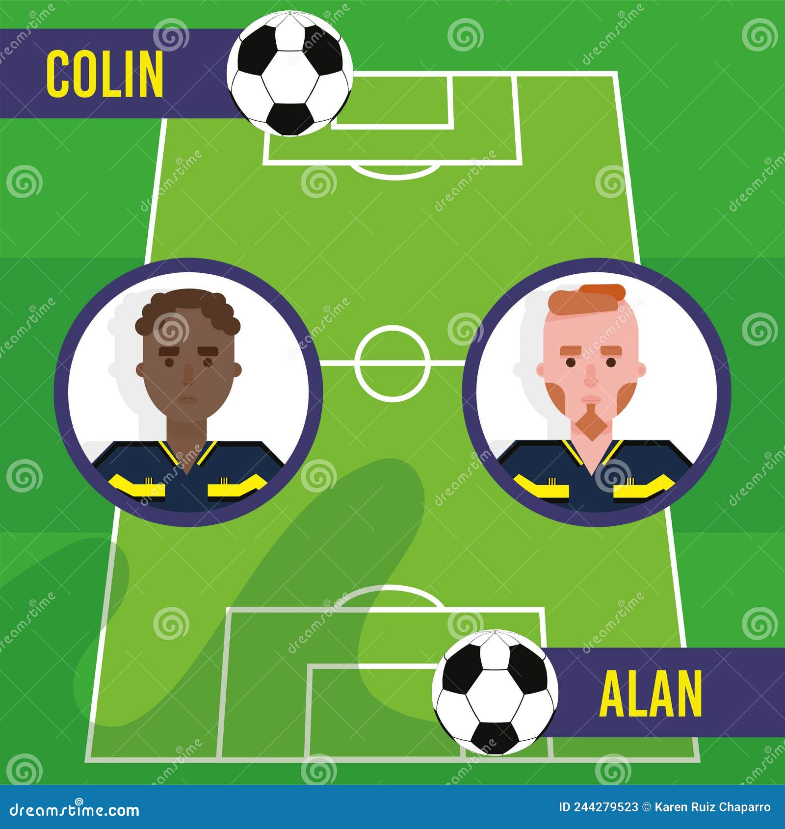 Soccer Field with Player Positions Vector Stock Vector - Illustration ...