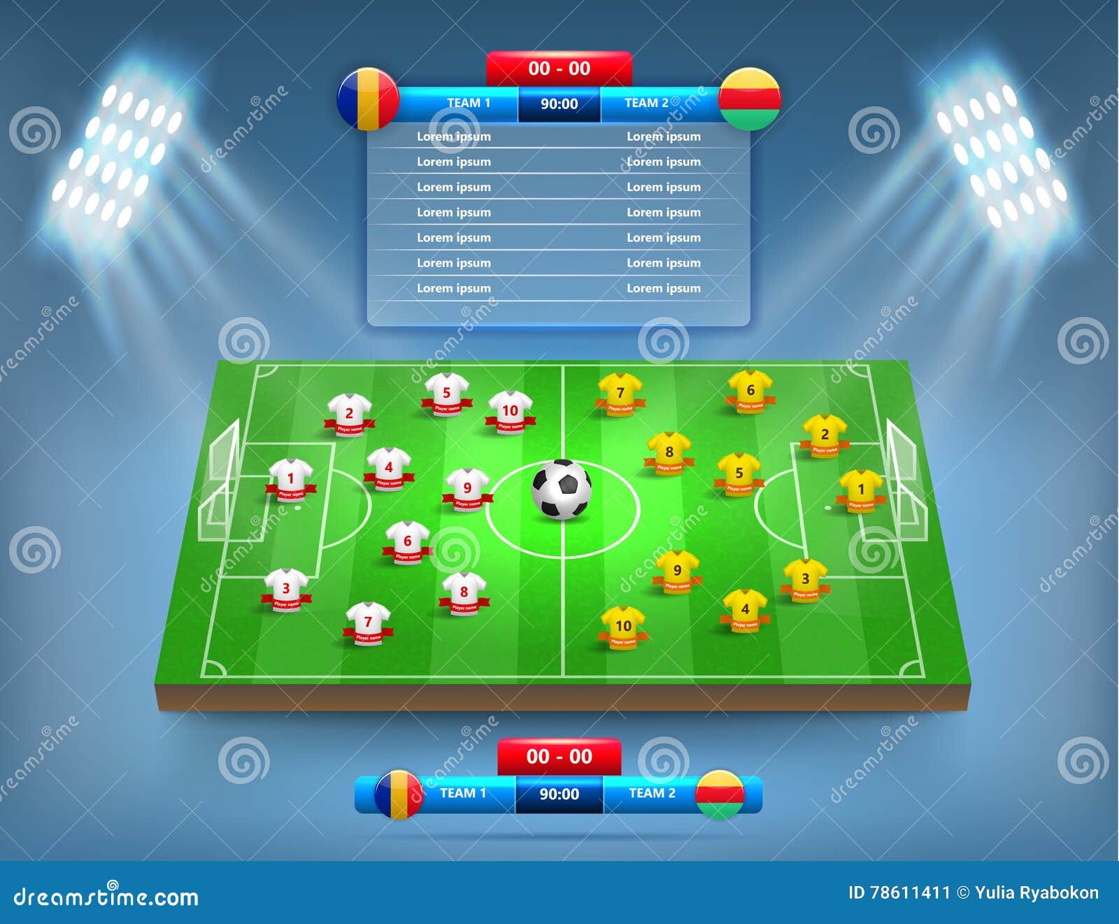 Soccer Field and Players Concept Stock Vector - Illustration of grass ...
