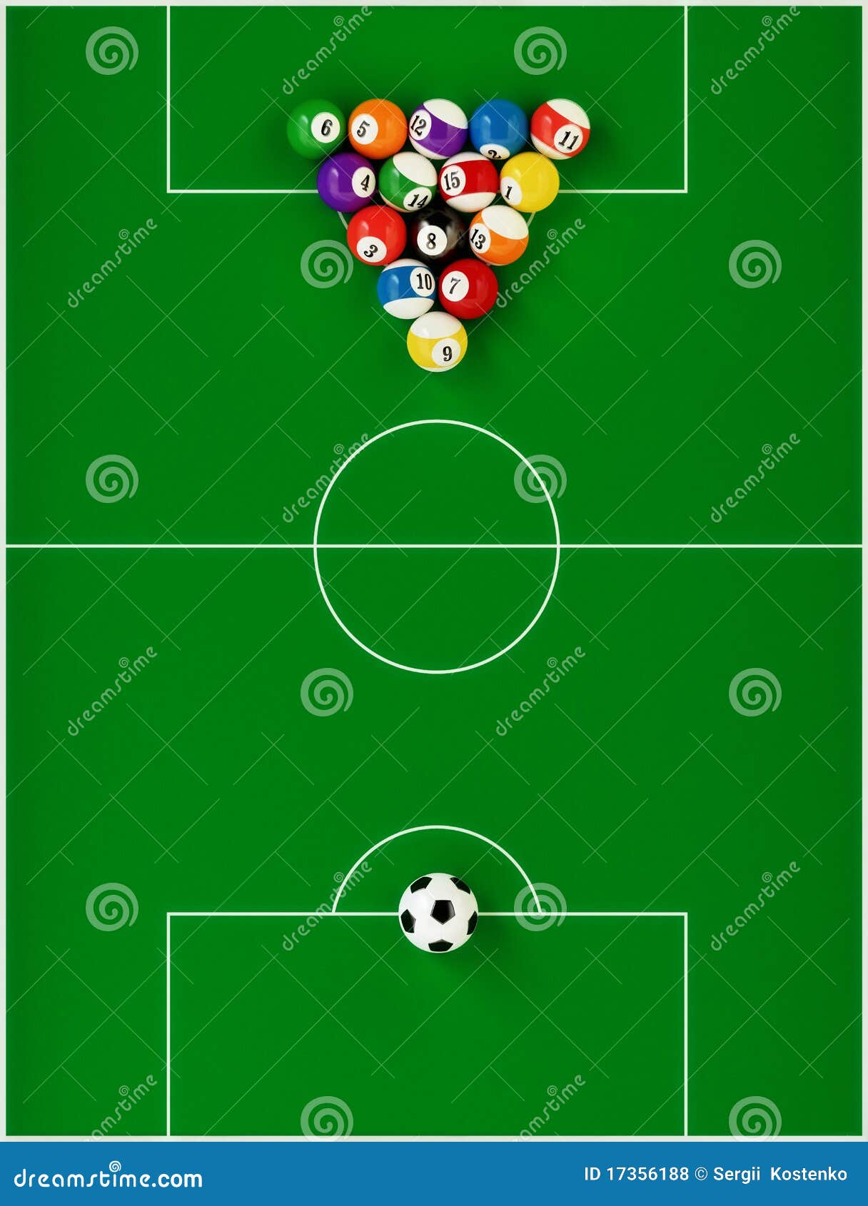 Soccer Field and Pool Balls Stock Illustration - Illustration of black ...