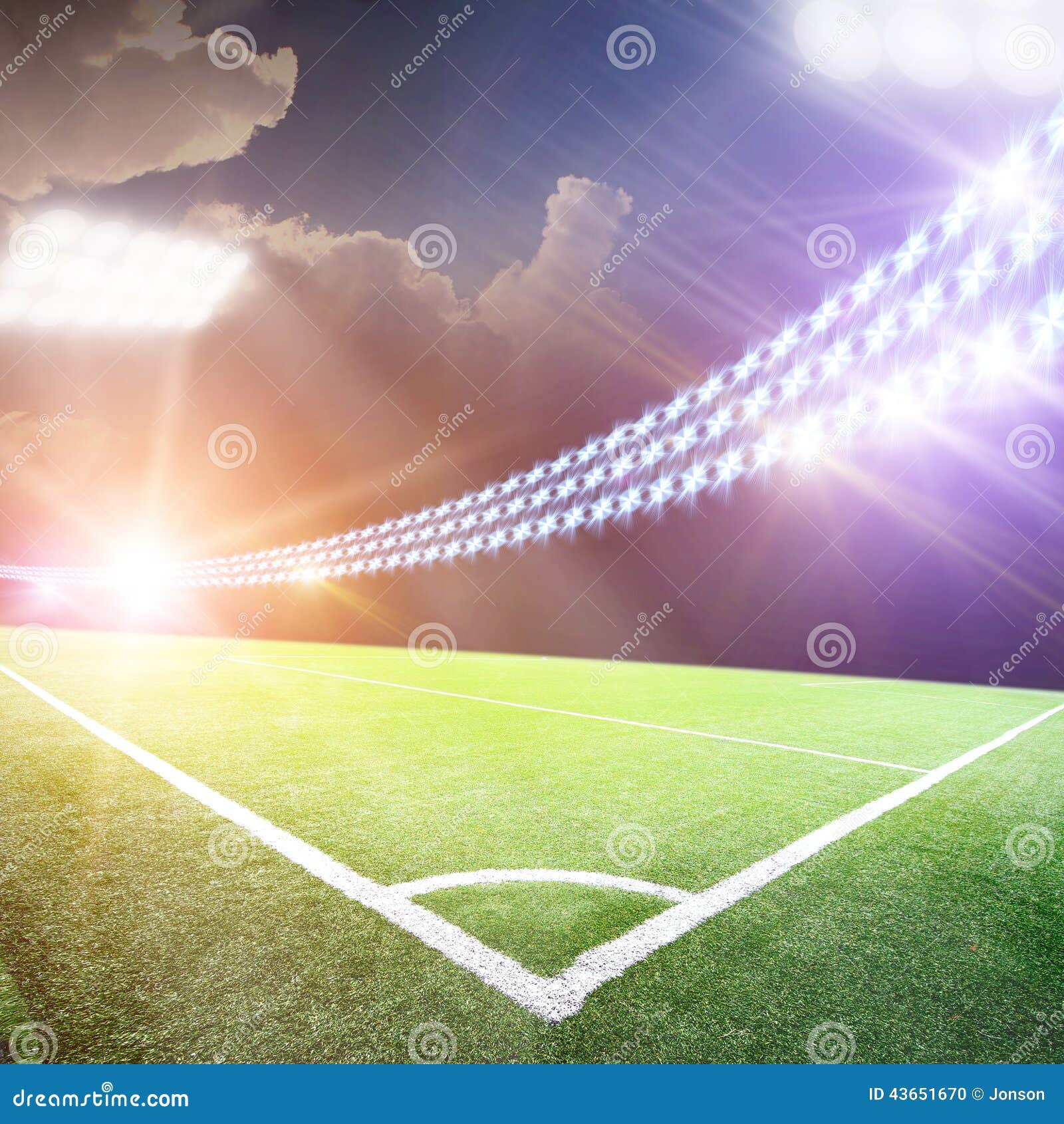 Soccer Field with the Projectors Stock Photo - Image of game, flag ...
