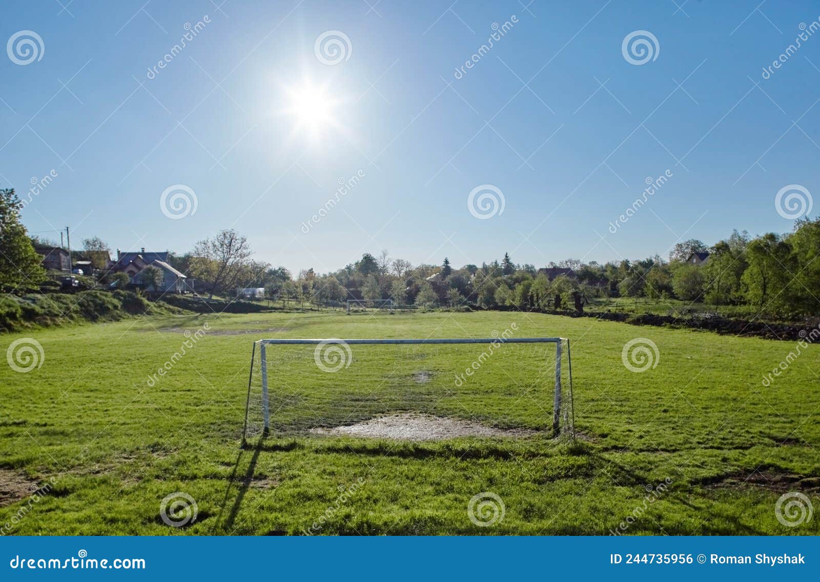Soccer field in the rural stock photo. Image of nature - 244735956