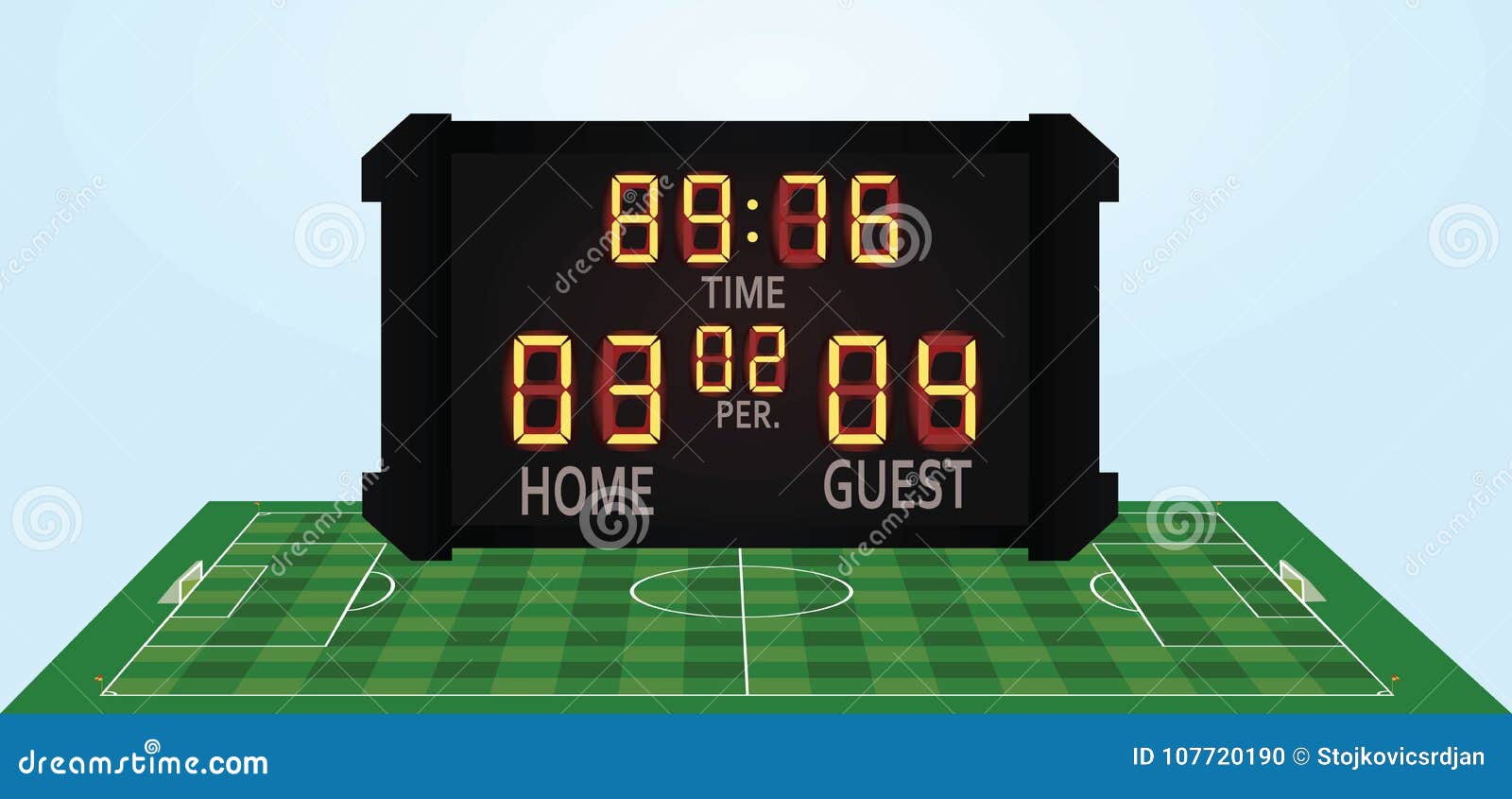 Soccer Field and Scoreboard Stock Vector - Illustration of american ...