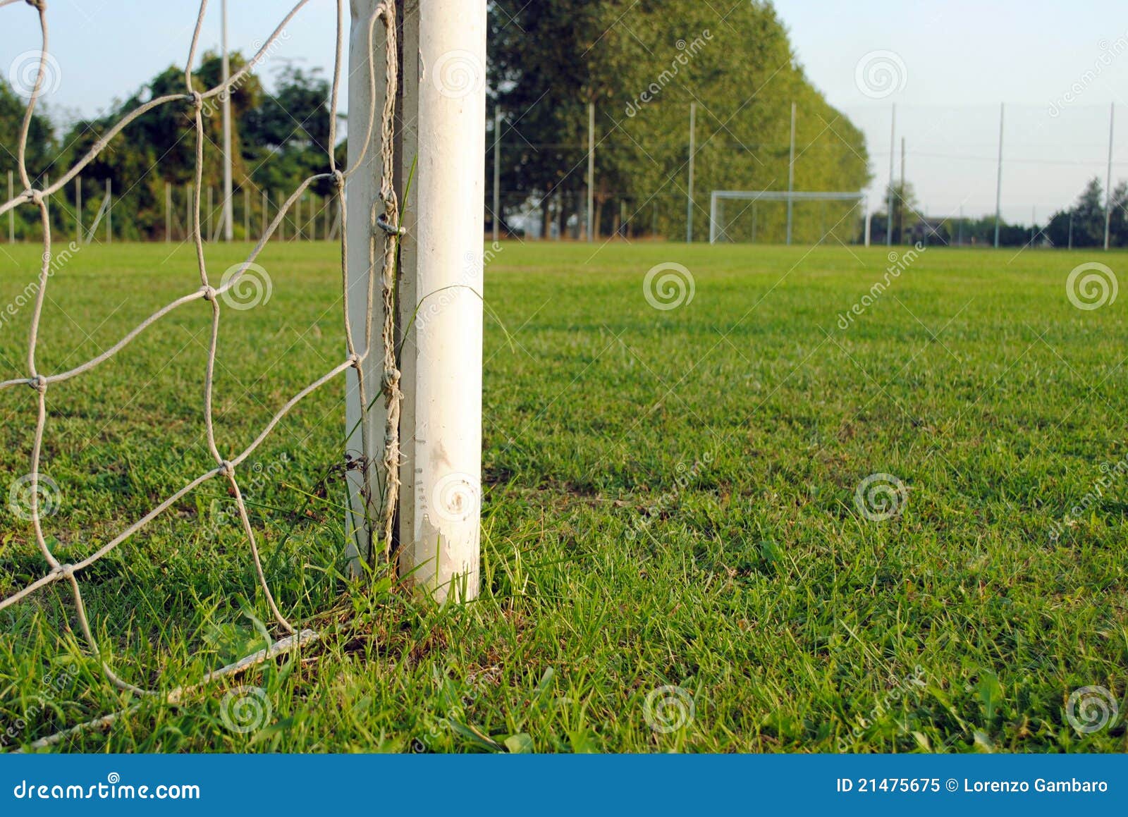 Soccer Field, View from Behind the Goal Stock Image - Image of kick ...