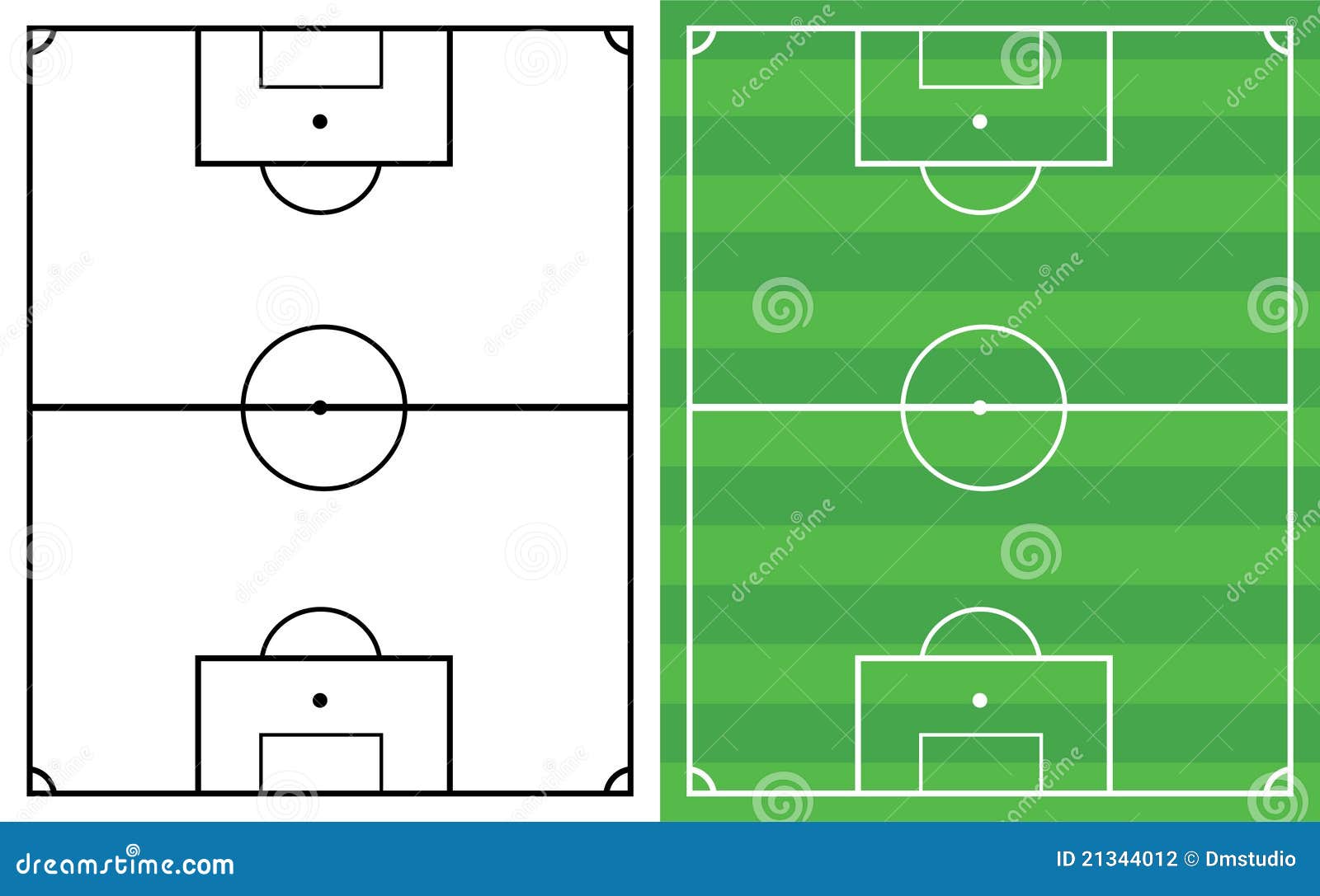 Soccer Fields In Four Different Positions Green Set. Football Pitches ...