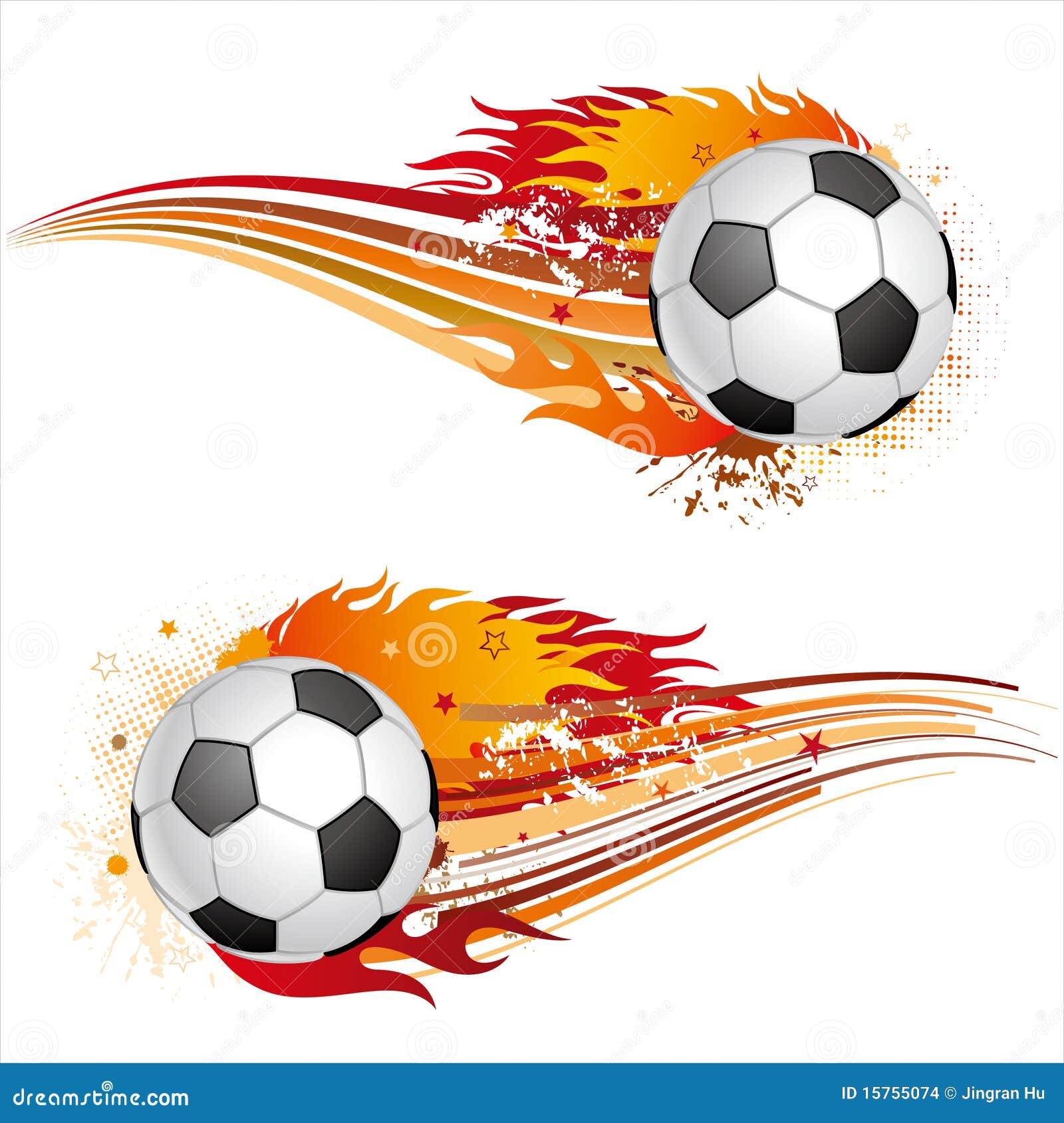 Soccer with flames stock vector. Illustration of border - 15755074
