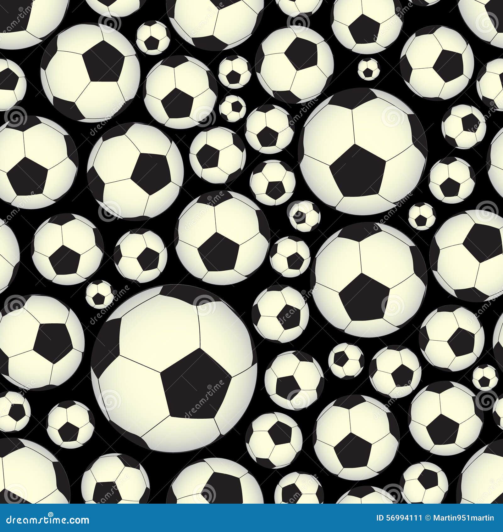 Soccer and Football Balls Dark Seamless Vector Pattern Eps10 Stock ...