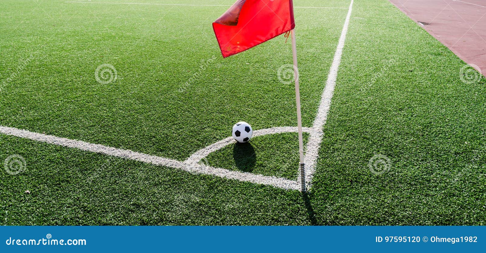 Soccer Football on Corner Line for Corner Kick. Stock Photo - Image of ...