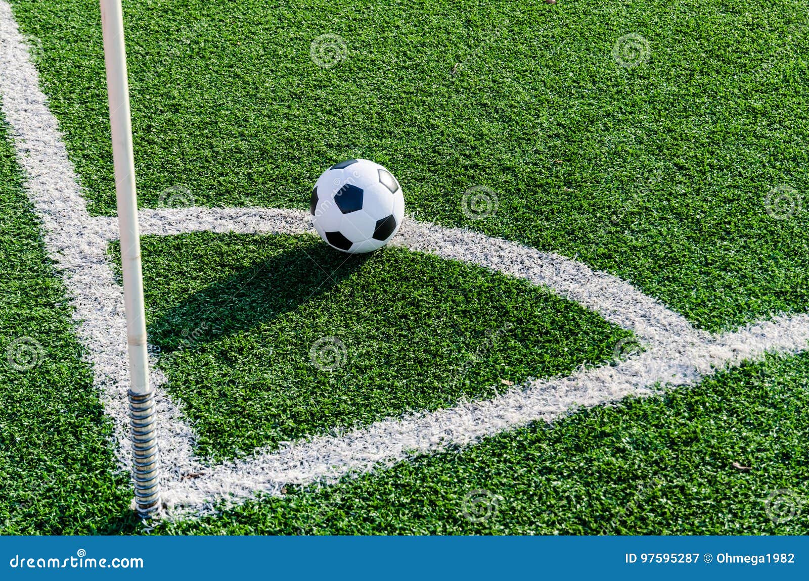 Soccer Football on Corner Line for Corner Kick. Stock Image - Image of ...