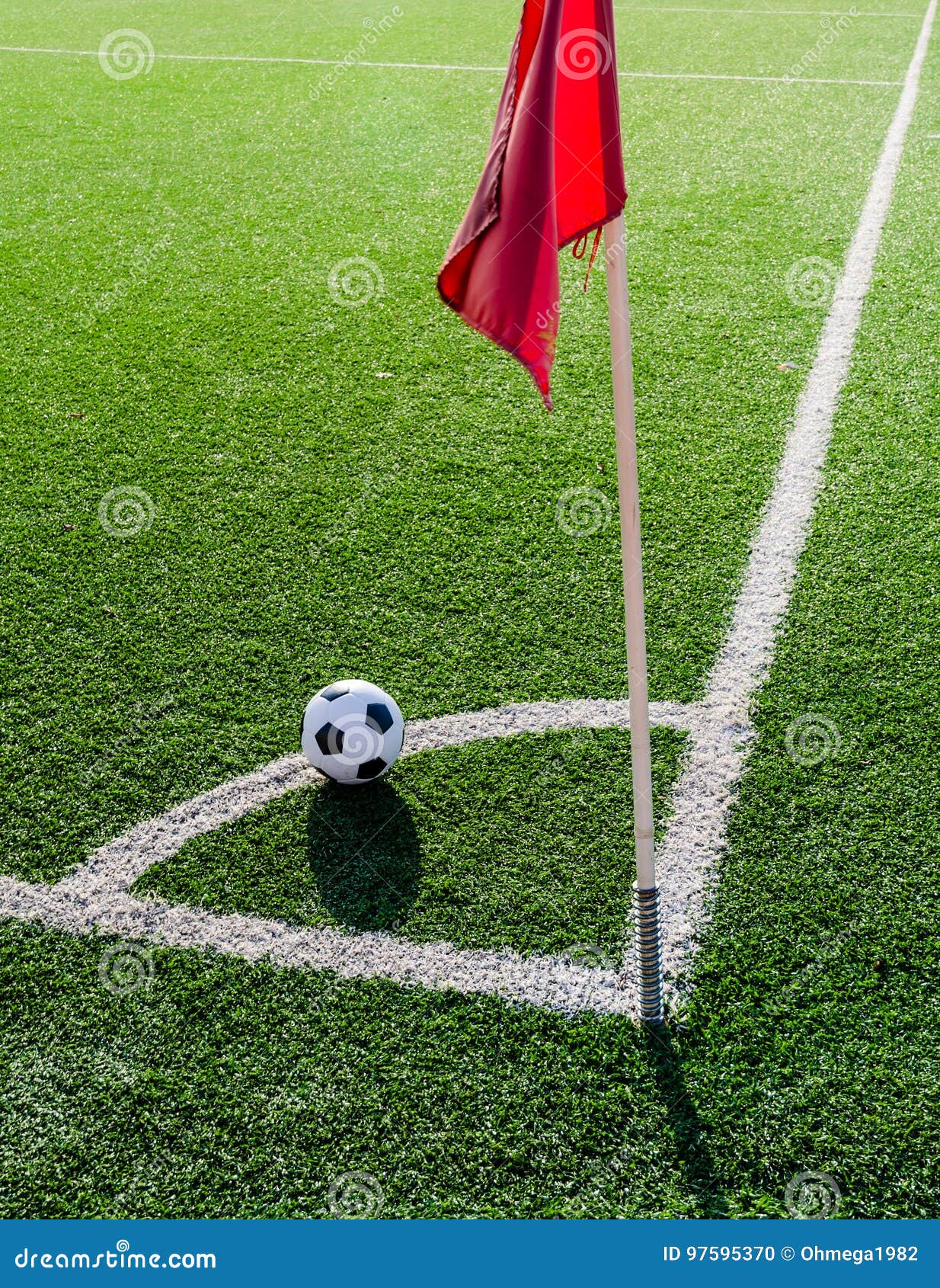 Soccer Football on Corner Line for Corner Kick. Stock Photo - Image of ...