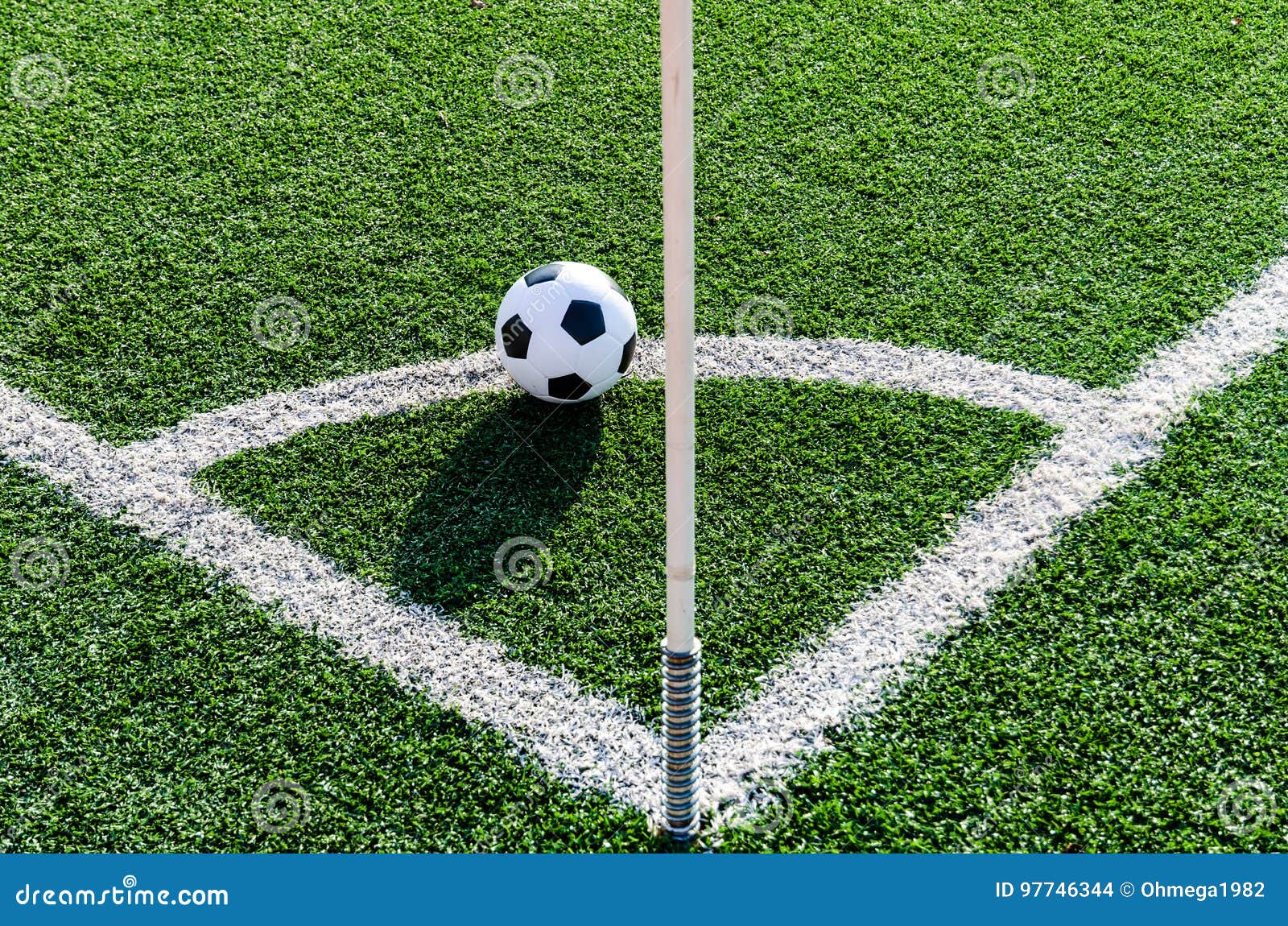 Soccer Football on Corner Line for Corner Kick. Stock Photo - Image of ...