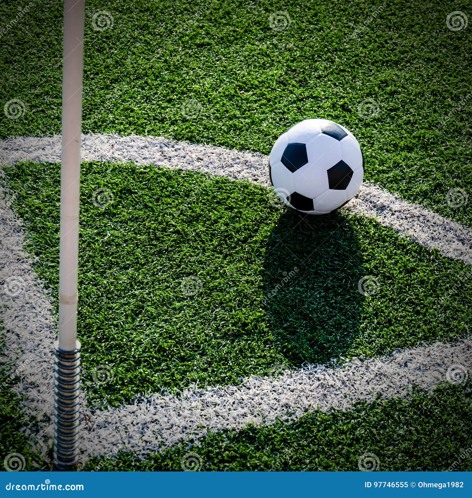 Soccer Football on Corner Line for Corner Kick. Stock Image - Image of ...