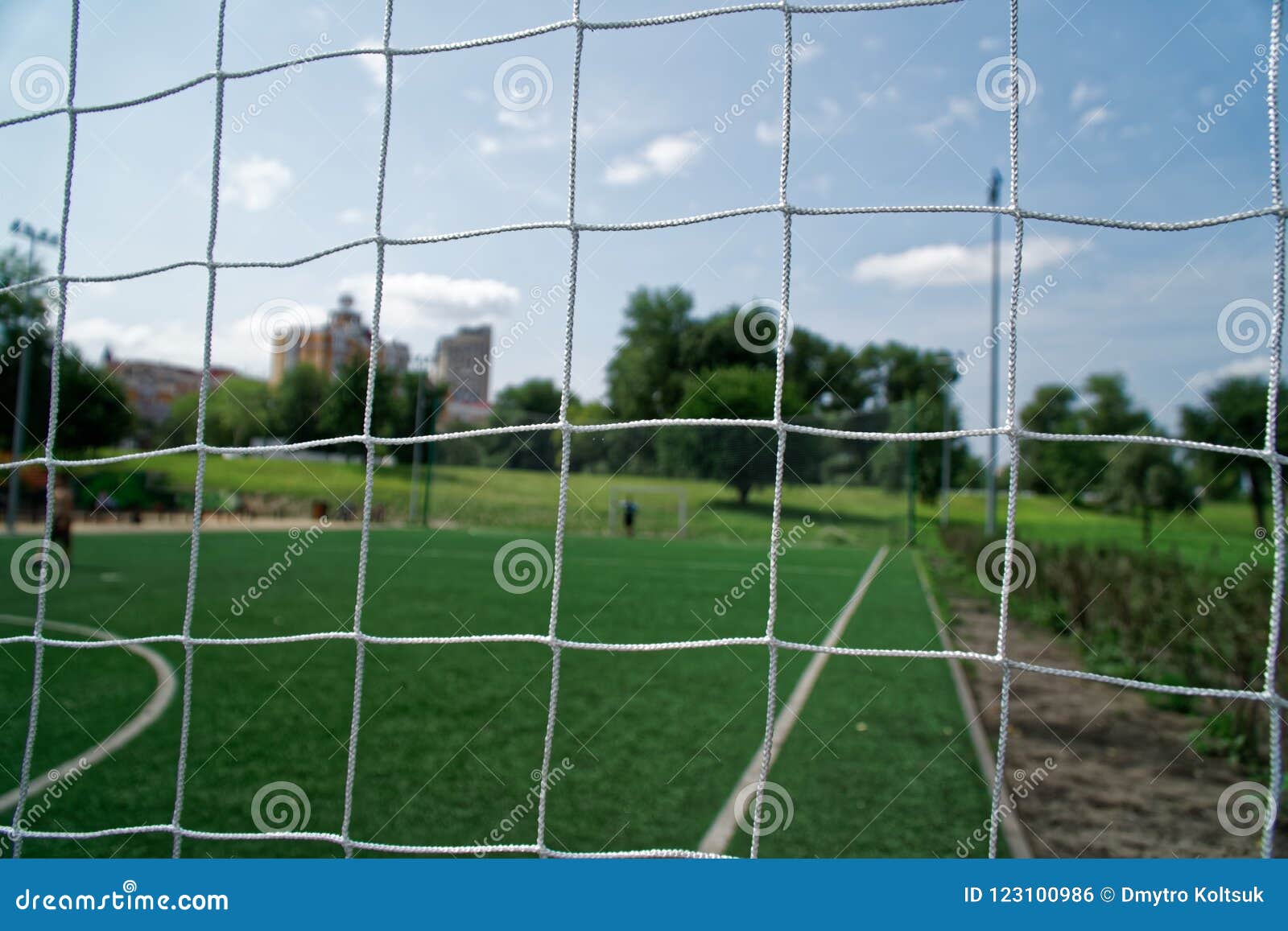 Soccer or Football Field with White Net and Square Cell. Stock Photo ...