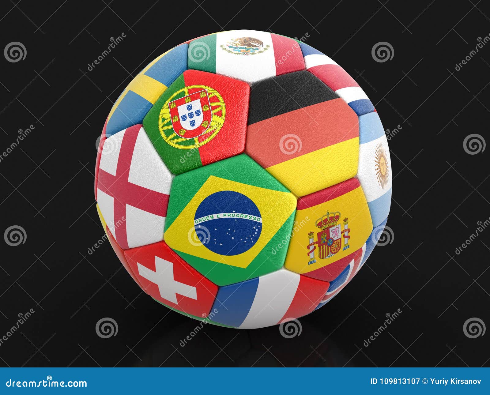 Soccer Football with Flags. Image with Clipping Path Stock Illustration ...