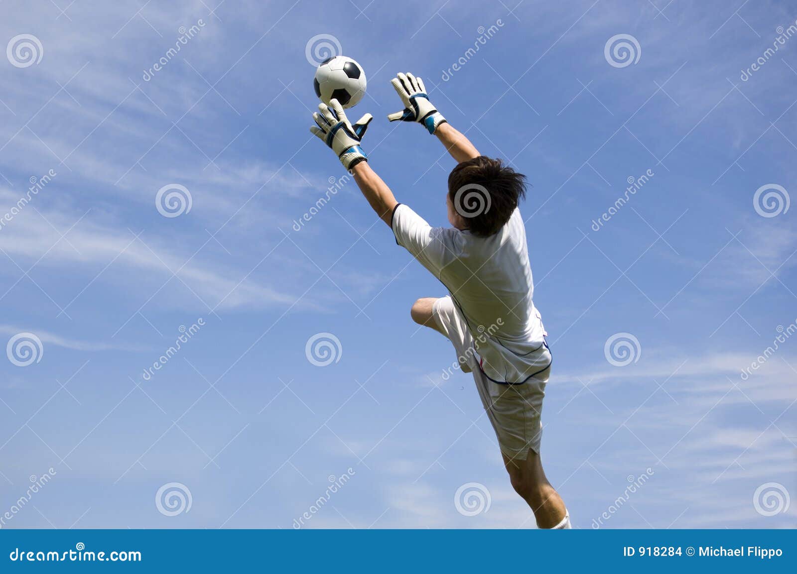 Soccer Football Goal Keeper Making Save Stock Photo - Image of blue ...
