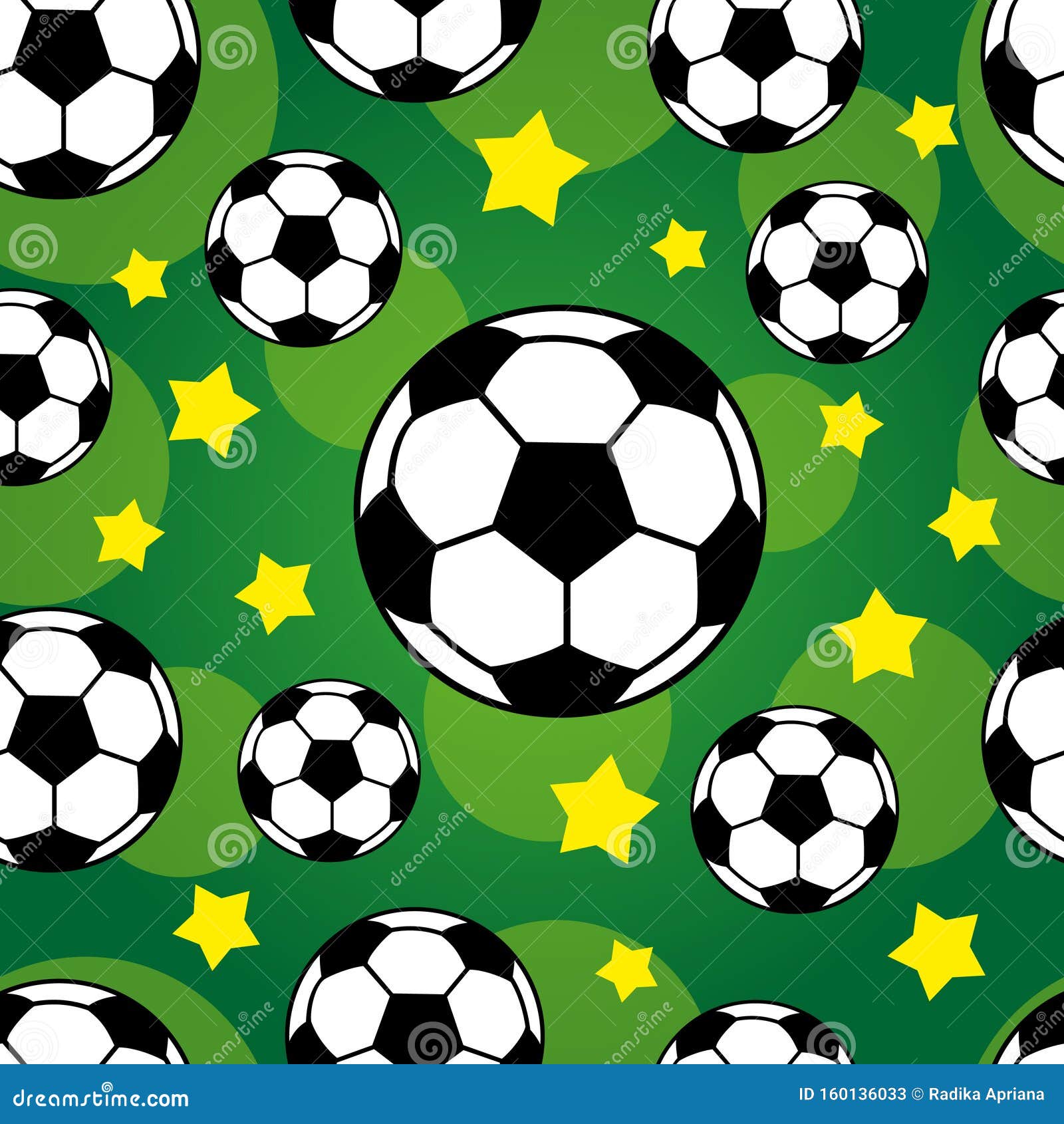 Soccer or Football Pattern Seamless with Yellow Star and Green Circle ...