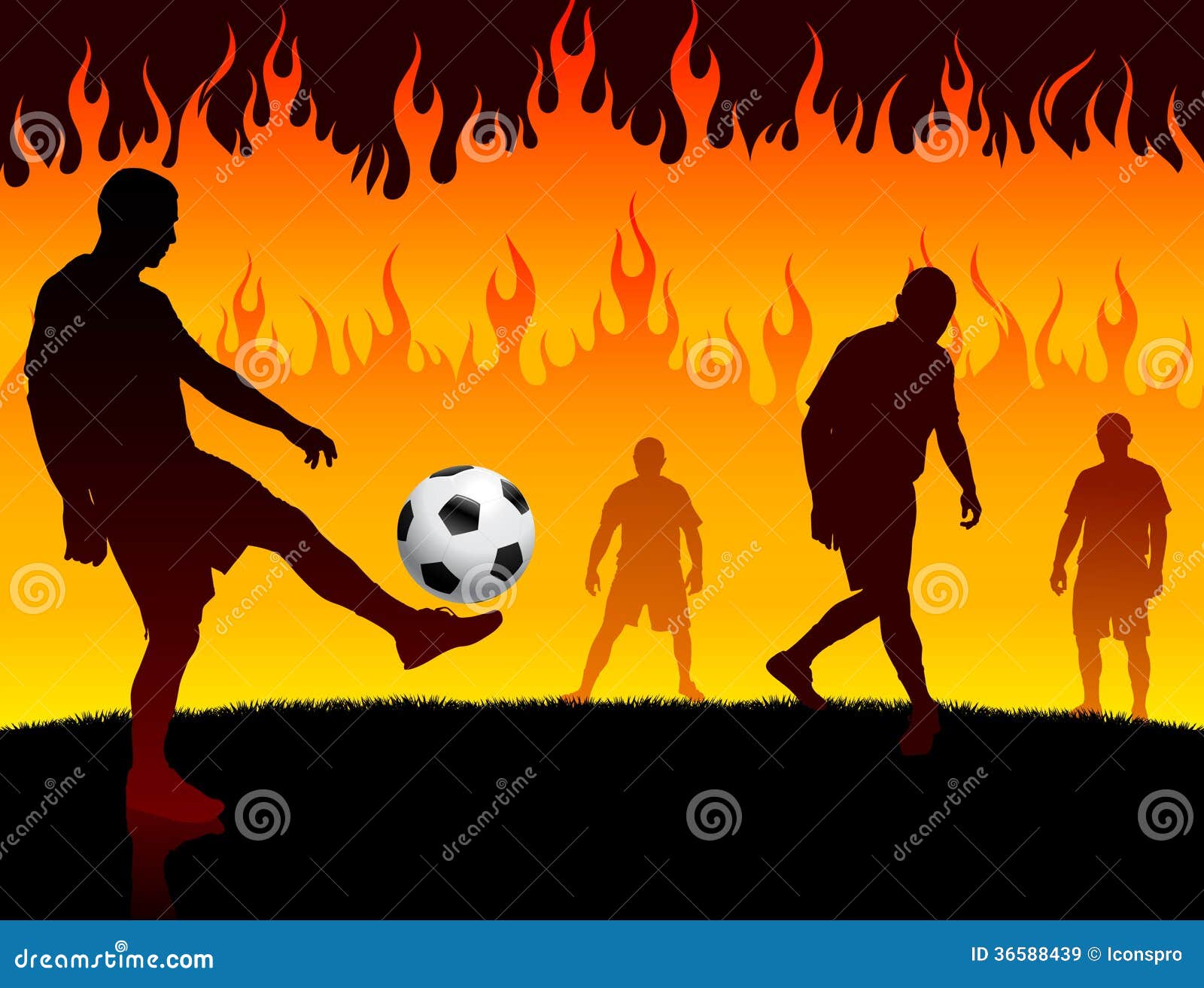 Soccer/Football Player on Hell Fire Background Stock Illustration ...