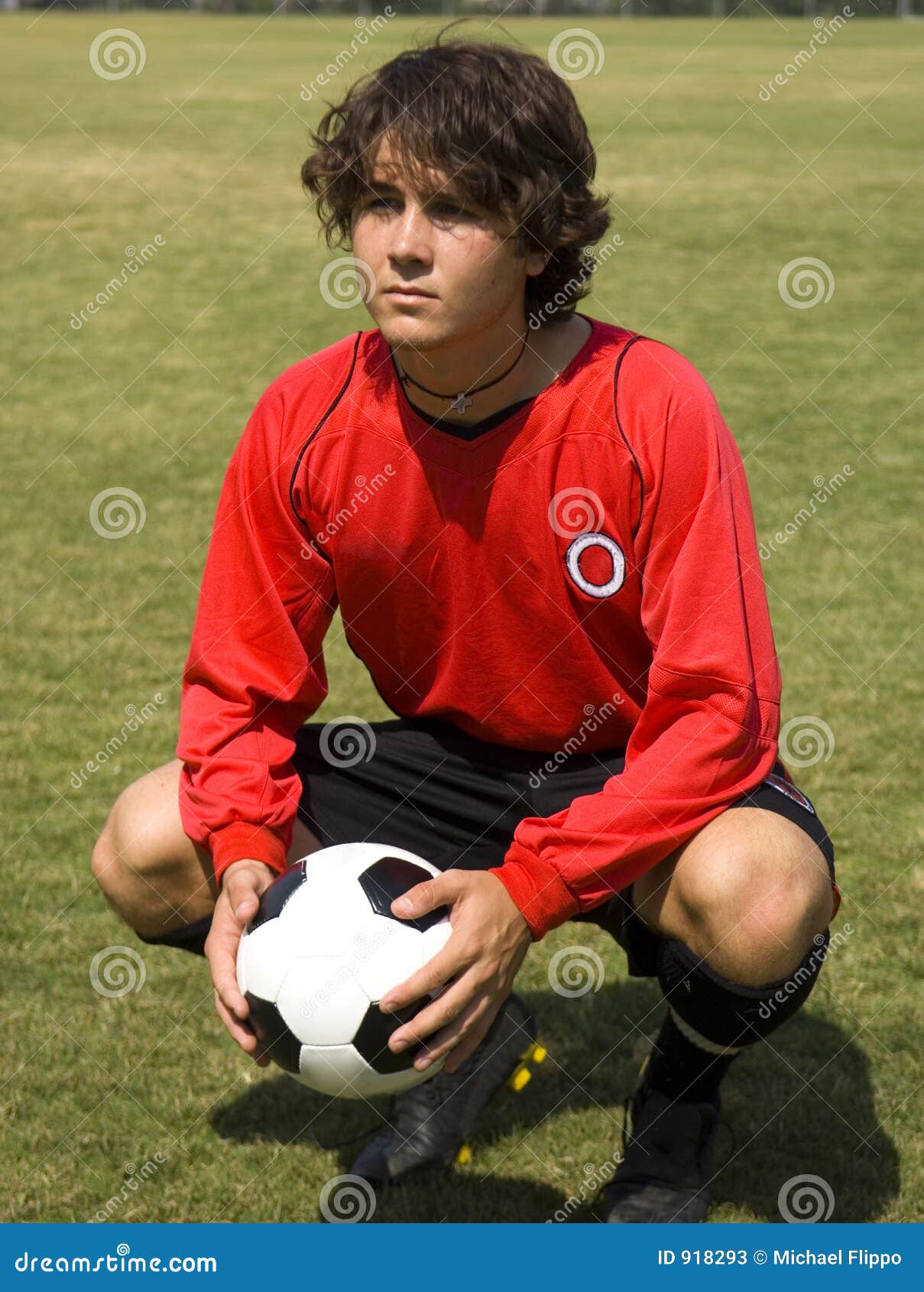 Soccer- Football Player in Red Stock Image - Image of athlete ...